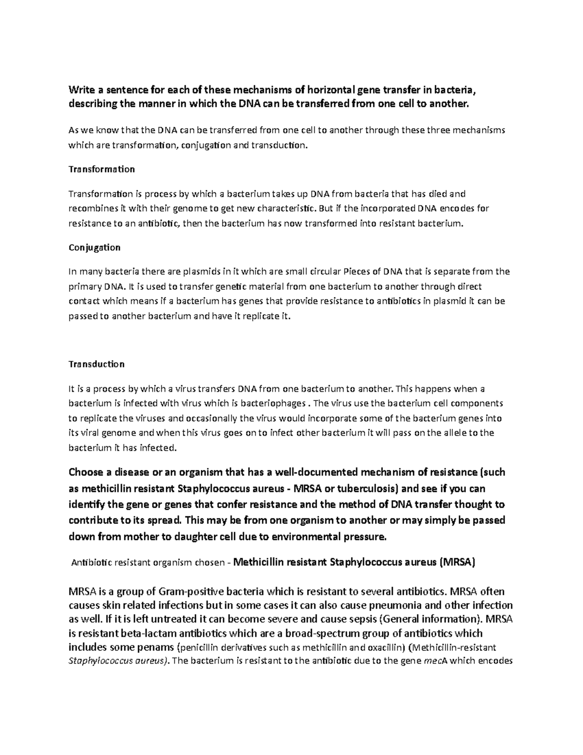 Discussion assignment unit 7 - Write a sentence for each of these ...