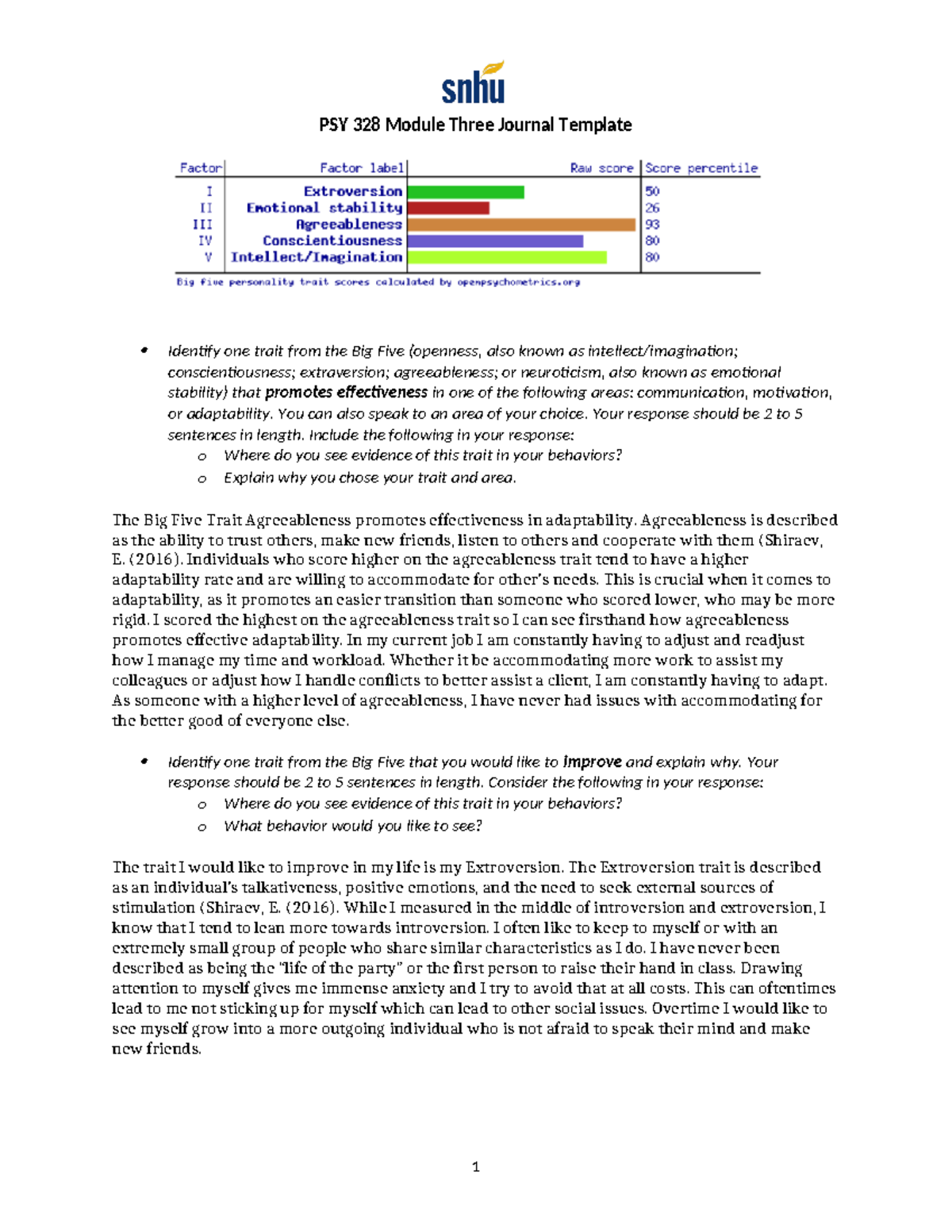 PSY 328 Module Three Journal Completed - PSY 328 Module Three Journal ...