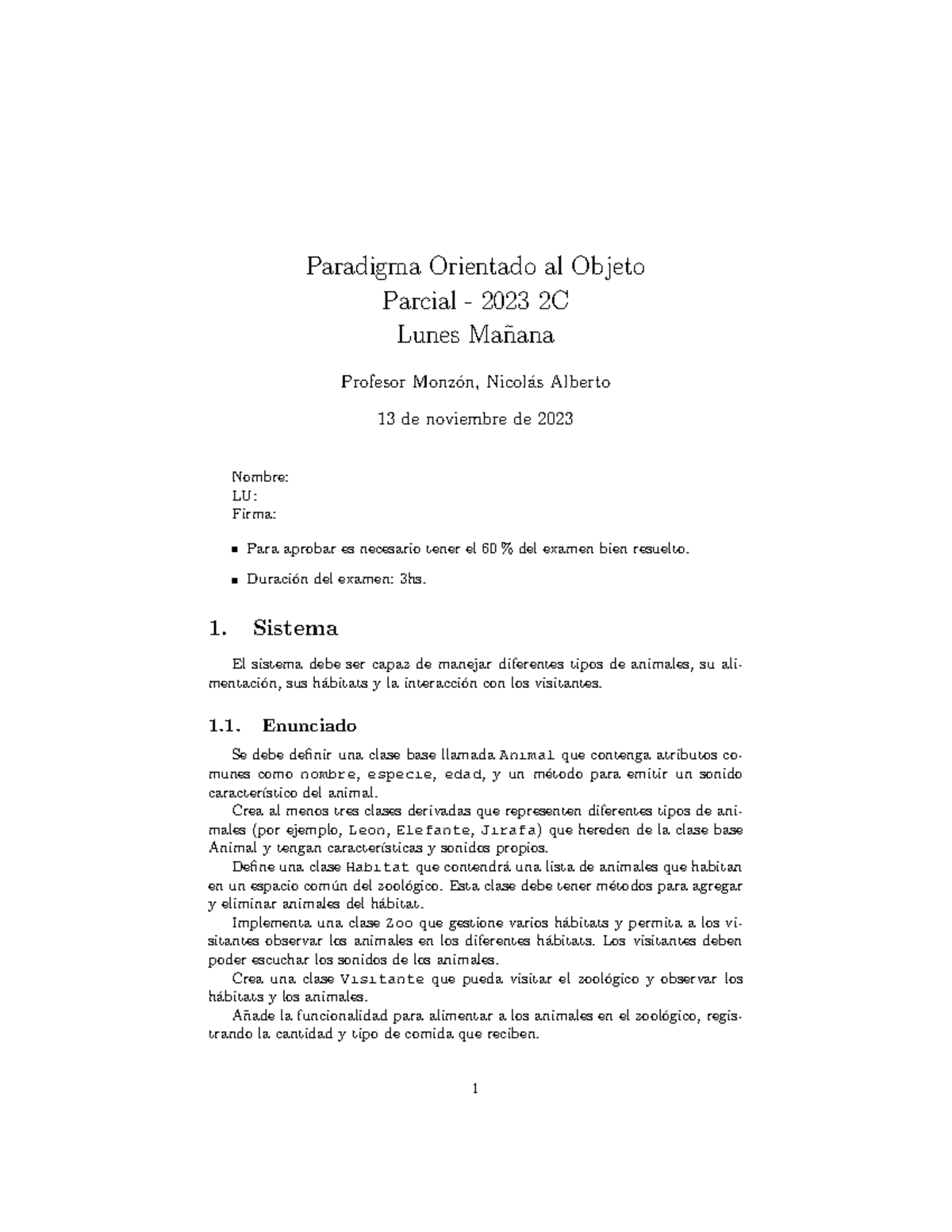 POO P 2023 2C LM 03 - modelo de parcial - Paradigma Orientado al Objeto ...