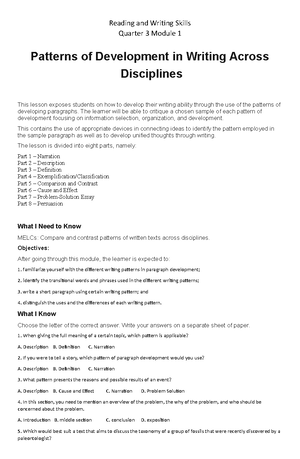 Reading and Writing Skills MOdule 1 - Reading and Writing Skills ...