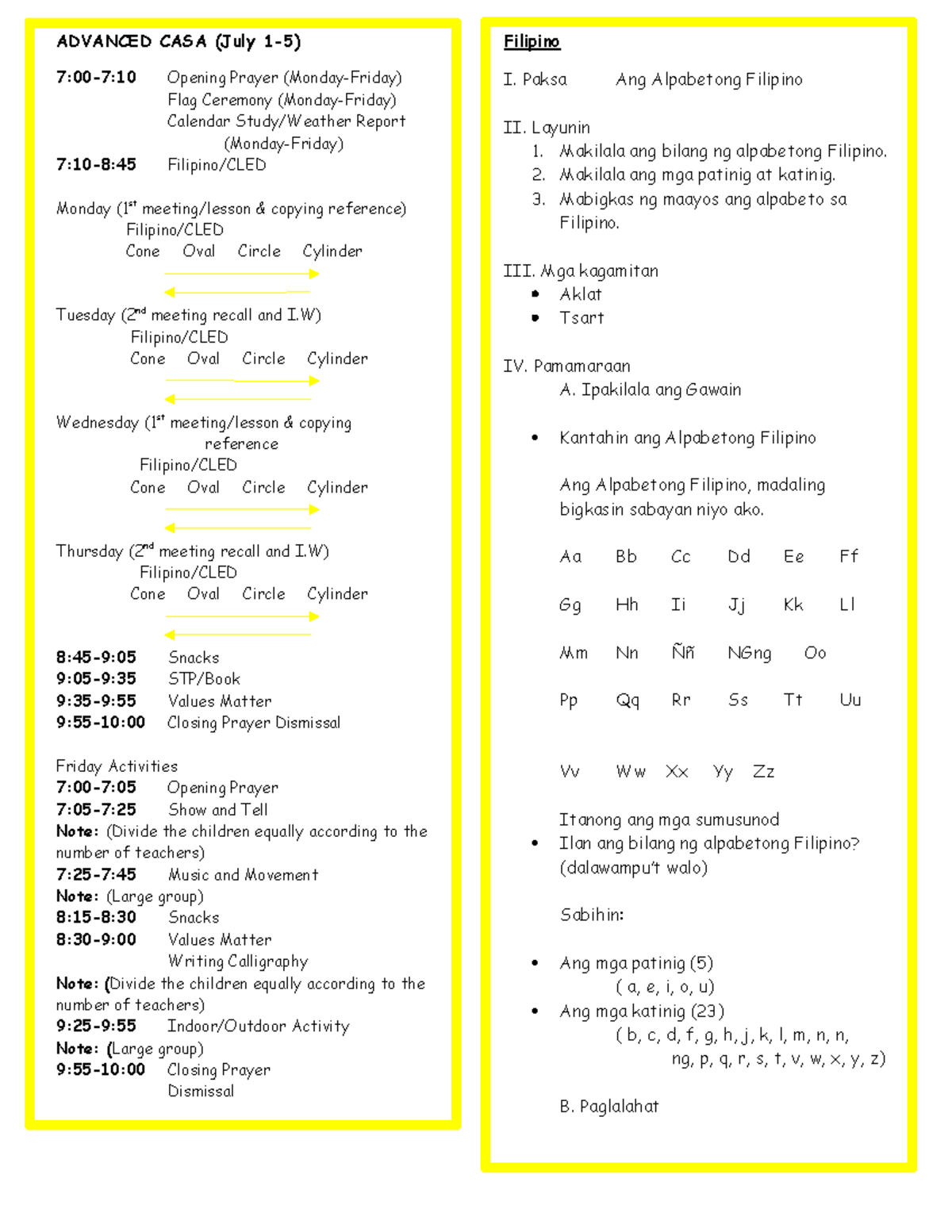 LP- Alpabetong Filipino - ADVANCED CASA (July 1-5) 7:00-7:10 Opening ...