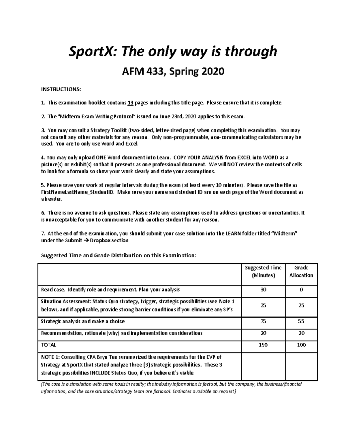 Midterm Exam - Warning: TT: undefined function: 32 SportX: The only way is through AFM 433 ...