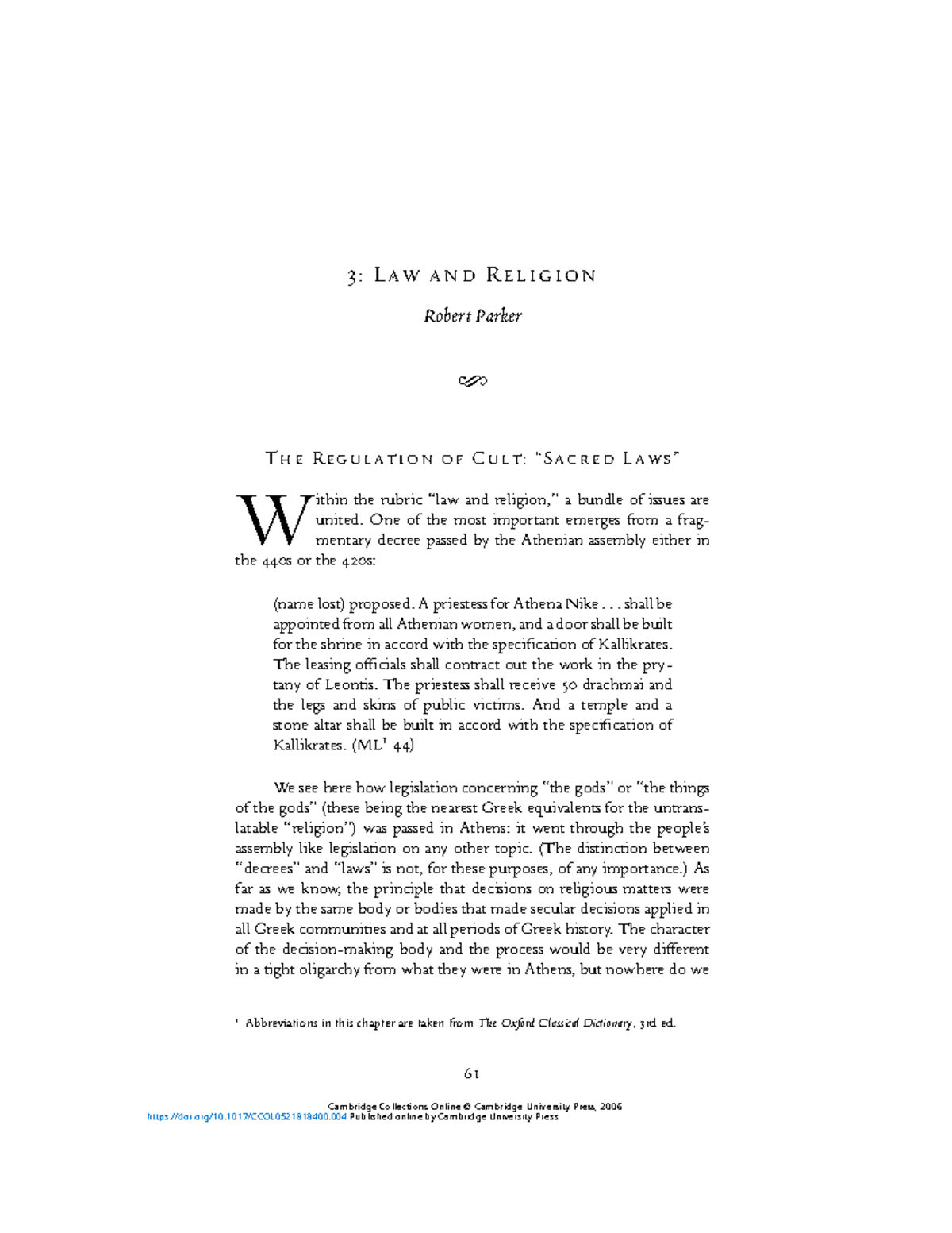 03 - Kapitel - 3: Law and Religion Robert Parker S The Regulation of ...