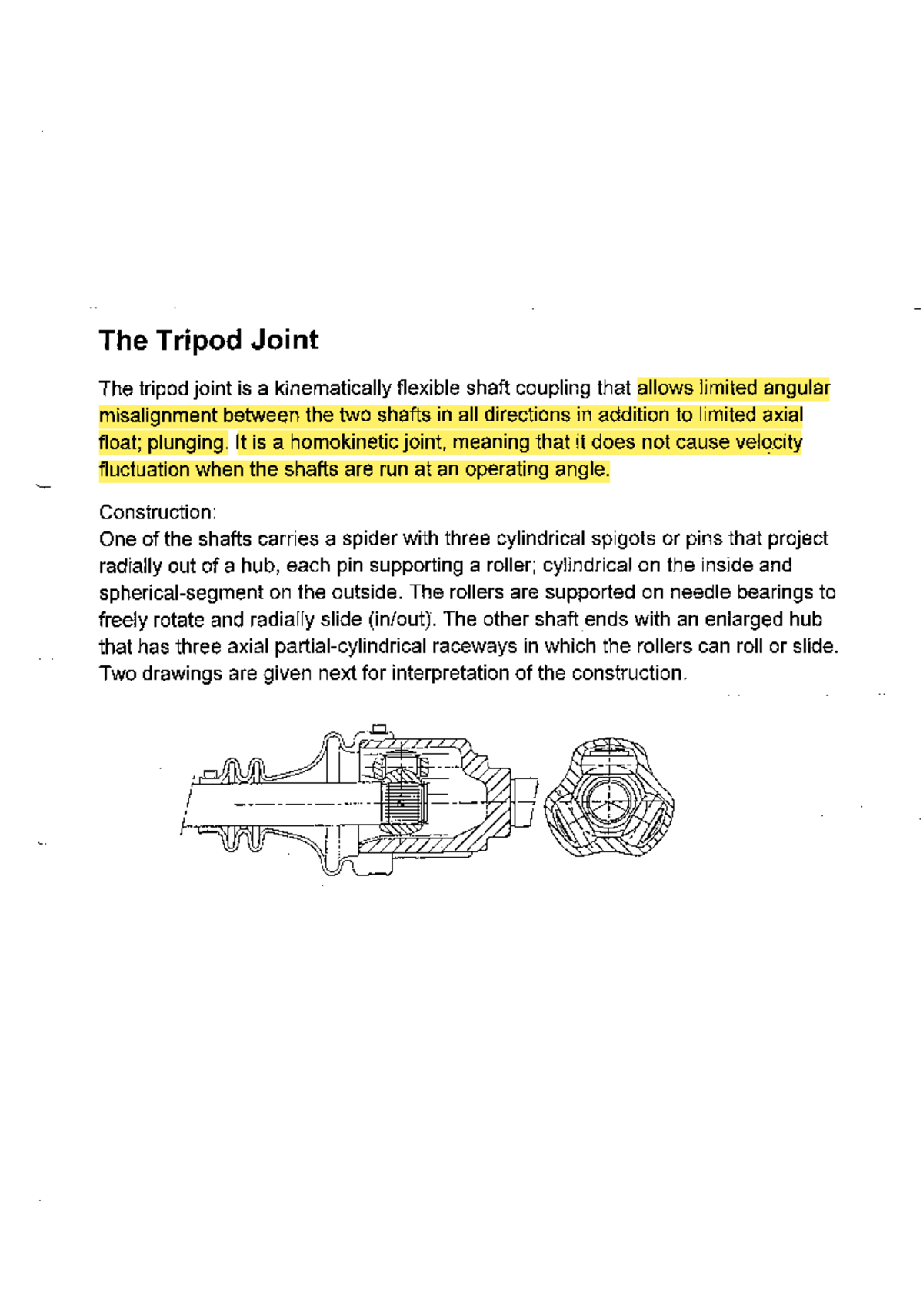 MSD-2 2022011 9 0001 - Lecture notes - The Tripod Joint The tripod ...