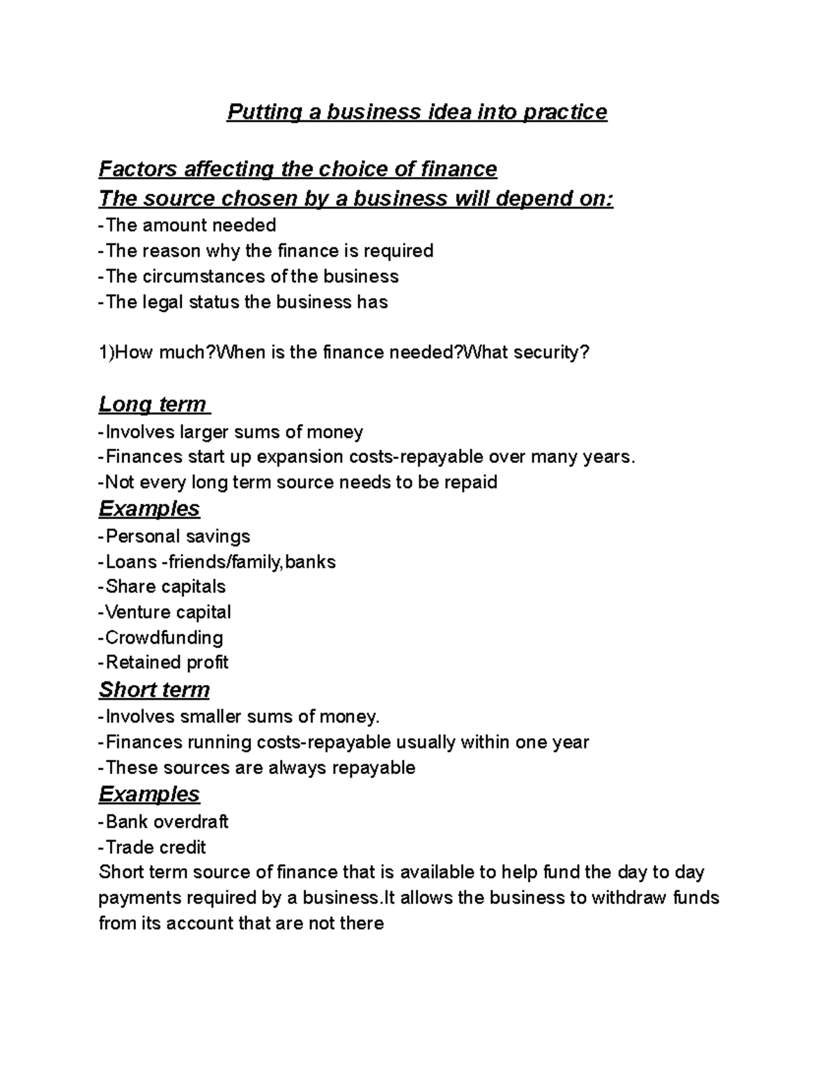 Putting a business idea into practice work Lamyah - Putting a business ...