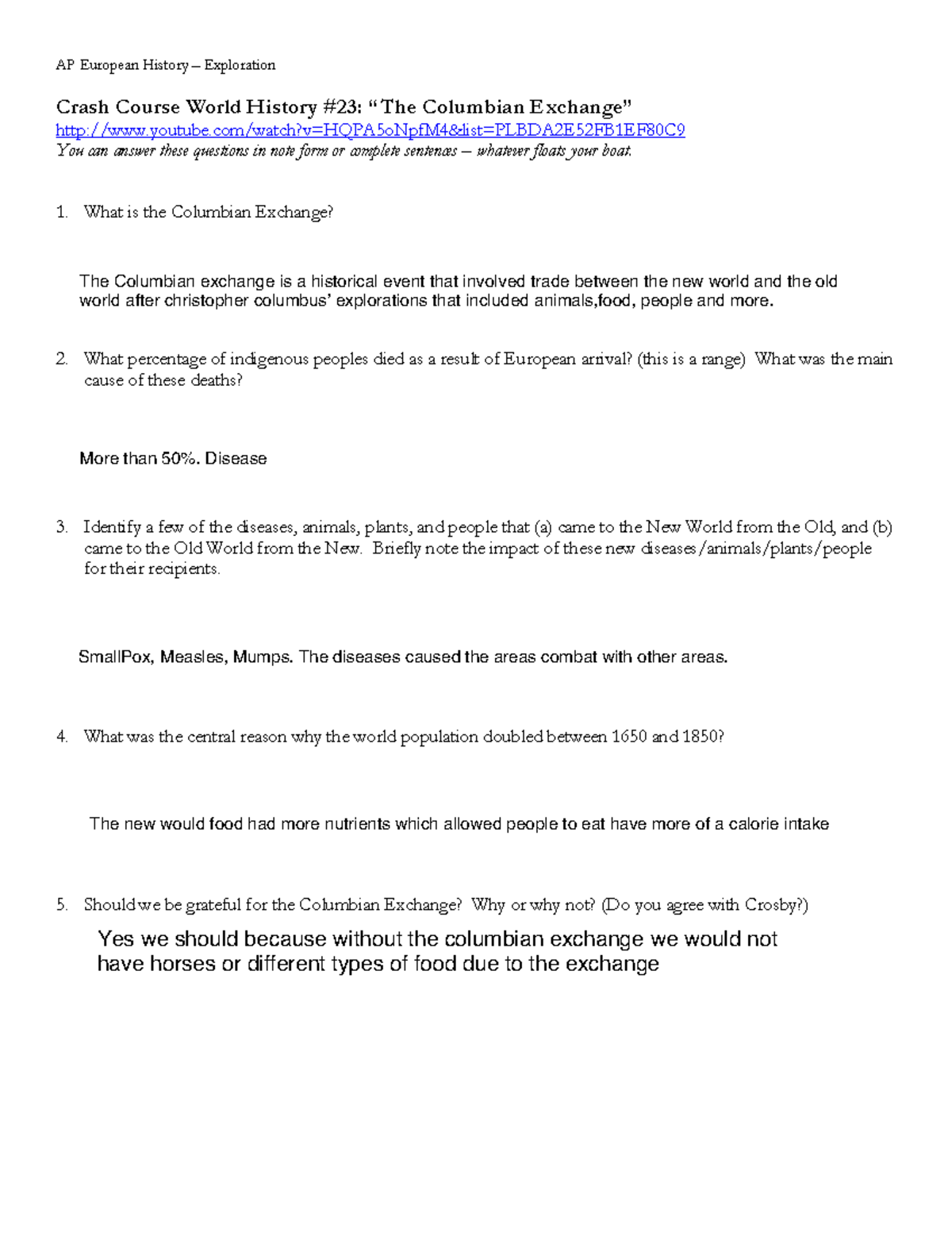 CC #23 - AP European History – Exploration Crash Course World History ...