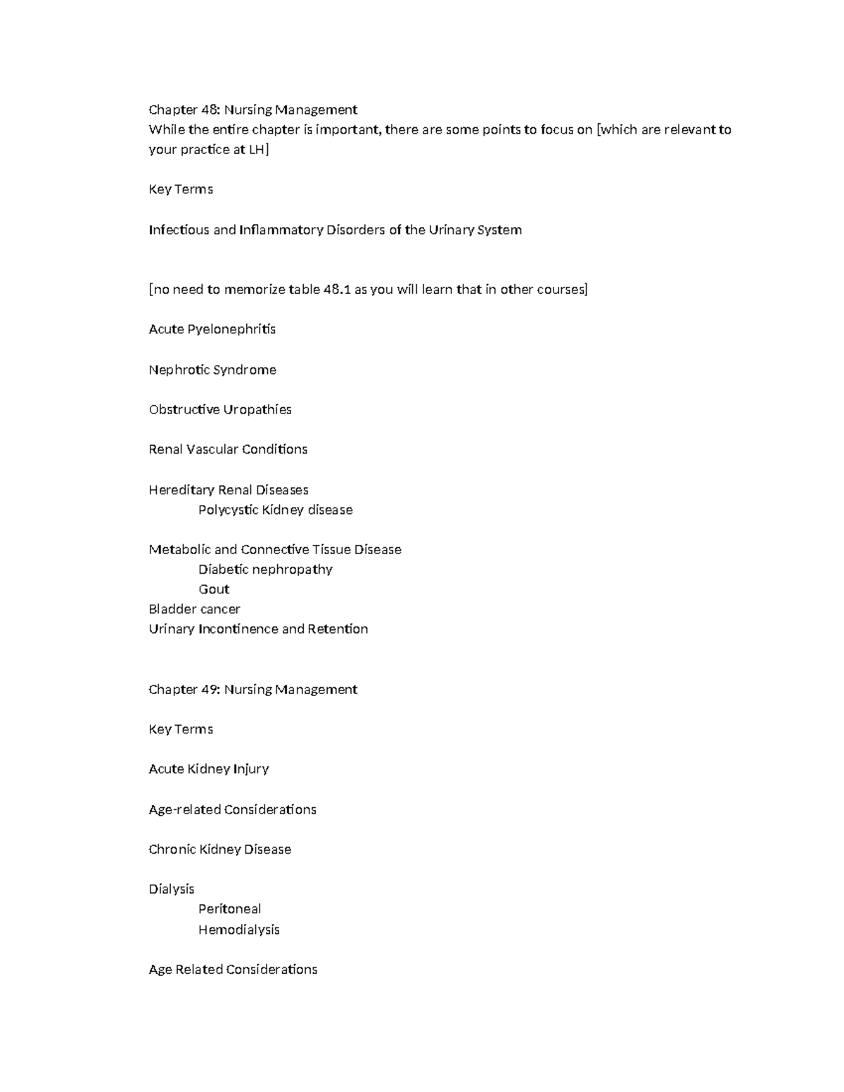 Chapter reading guide - Summary Medical surgical - Chapter 48: Nursing ...