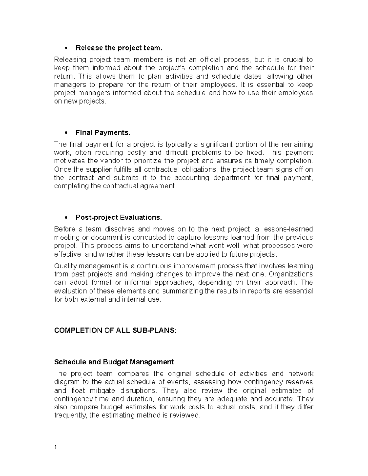 Releasing project team - Release the project team. Releasing project ...