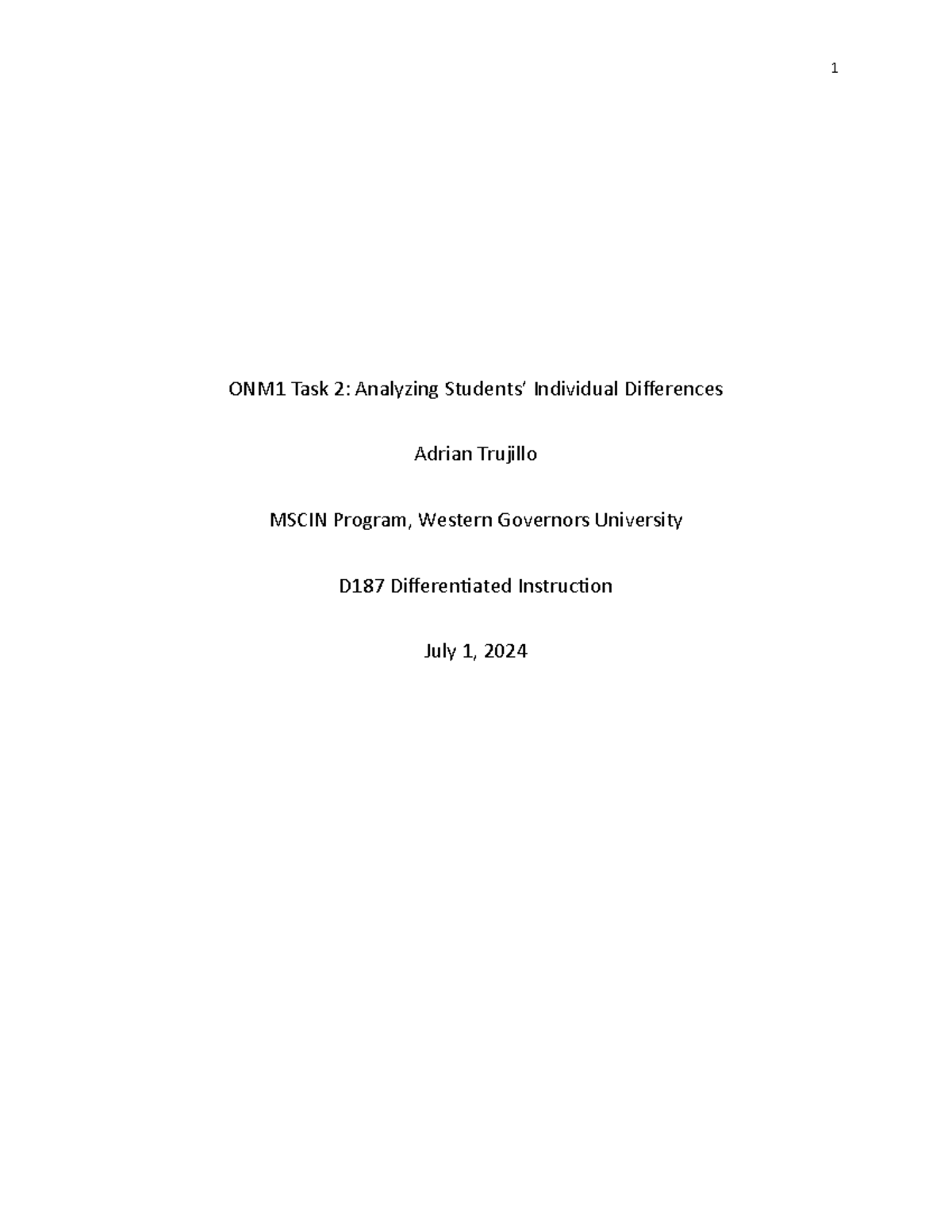 D187 Task 2: Analyzing Students' Individual Preferences - ONM1 Task 2 ...