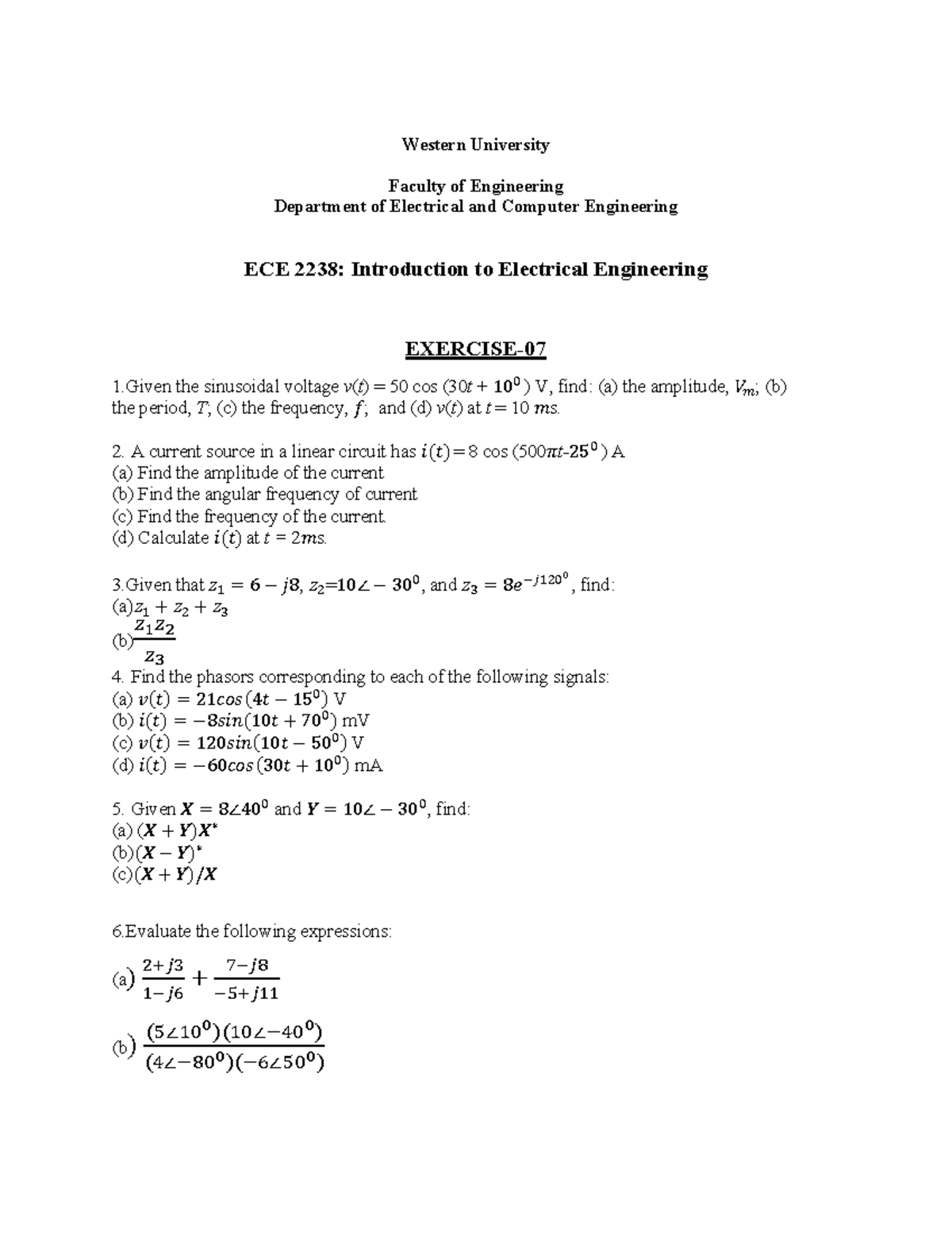 Homework Exercise-07 - Western University Faculty of Engineering ...