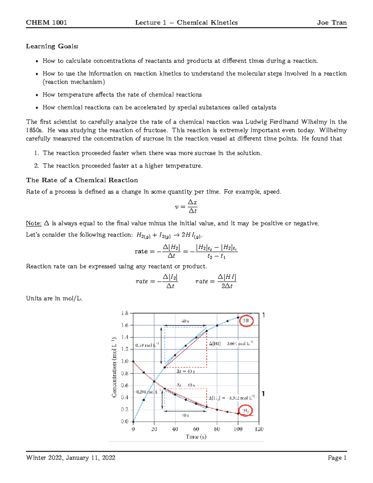 Lecture 1 - lecuter 1 nites - Learning Goals: How to calculate ...