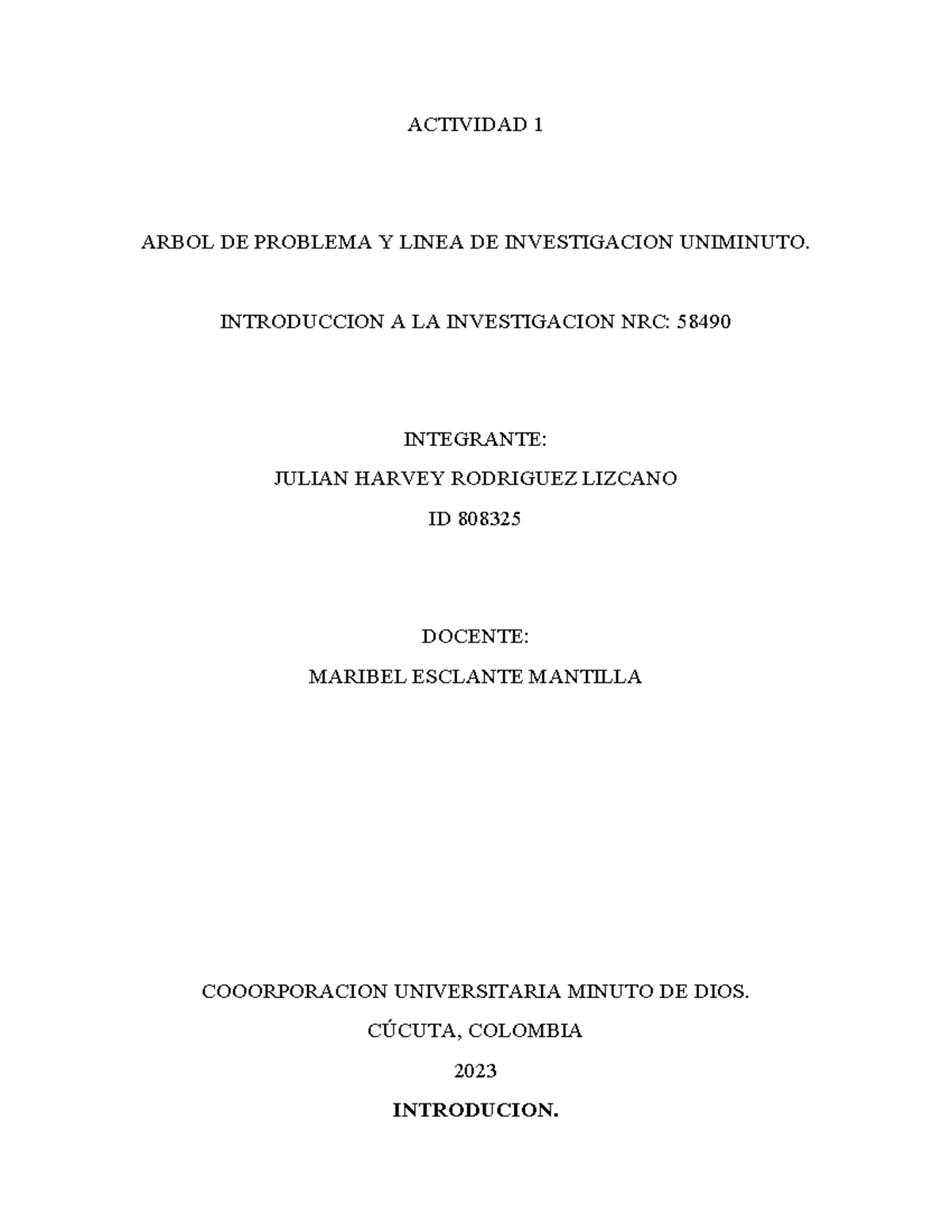 Actividad 1 - es referente al tema - ACTIVIDAD 1 ARBOL DE PROBLEMA Y ...