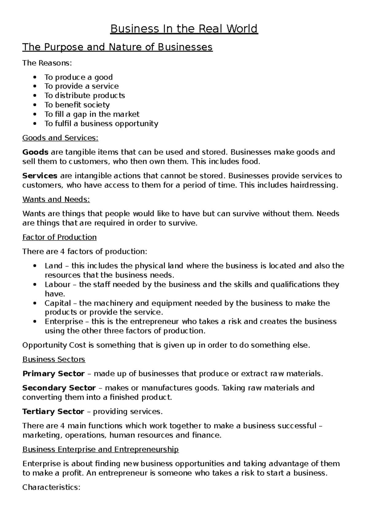 Business In the Real World - Businesses make goods and sell them to ...