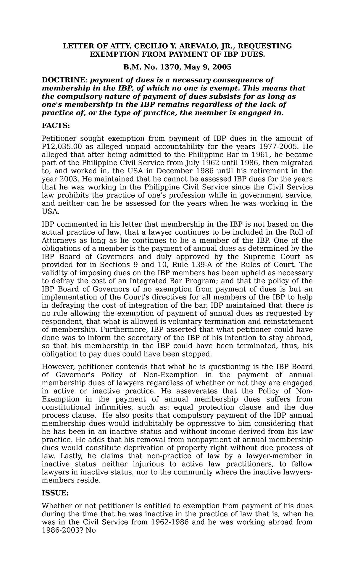 44 Letter of Atty. Cecilio - LETTER OF ATTY. CECILIO Y. AREVALO, JR ...