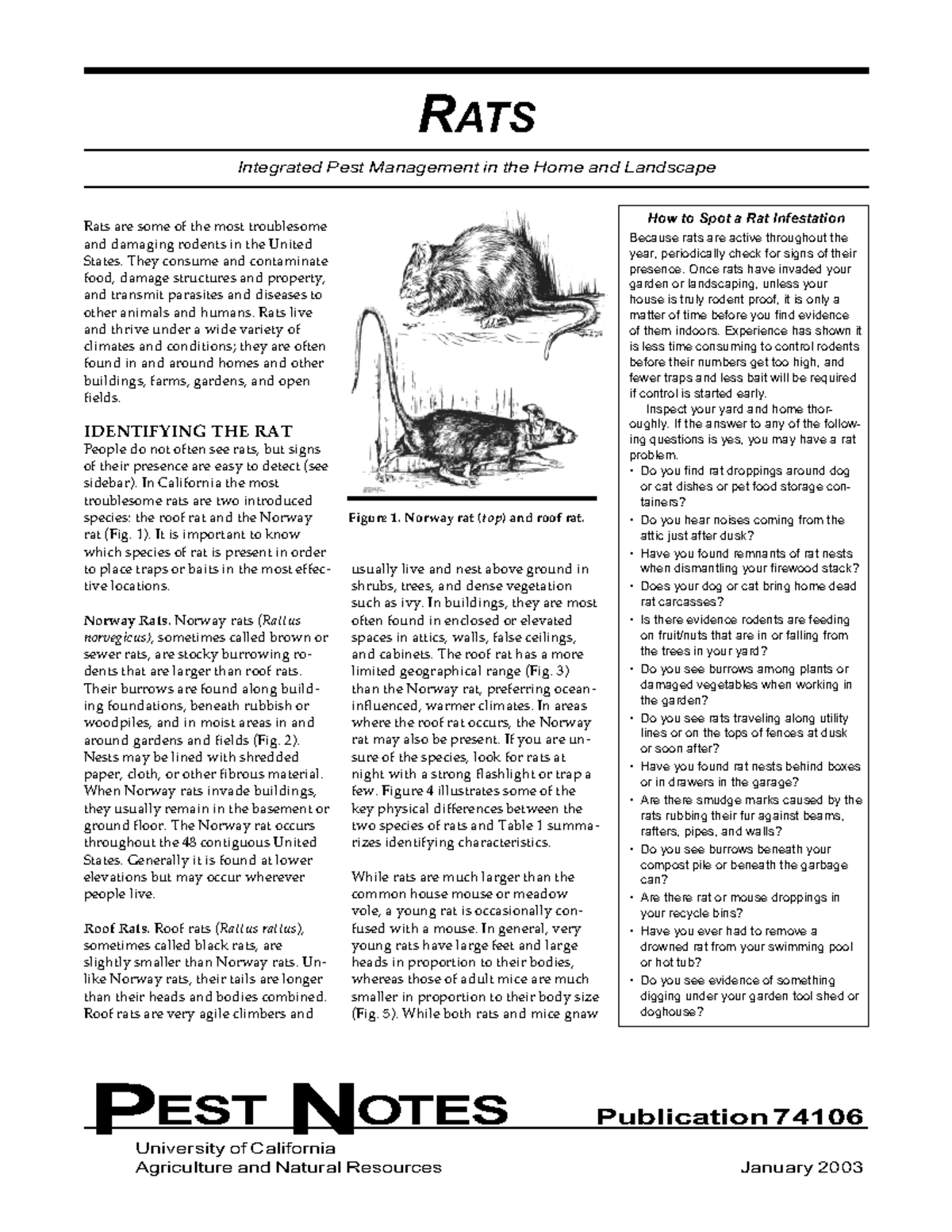 Rats-cal - rats - P EST N OTES Publication 74106 University of ...