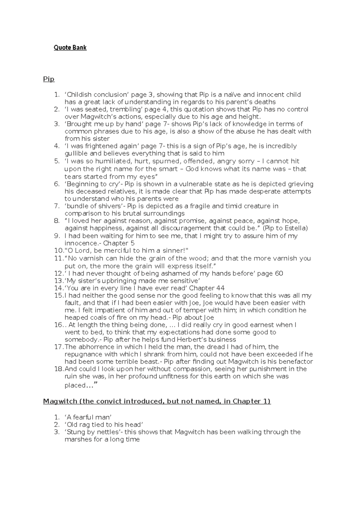 Quote Bank great expectations - Quote Bank Pip 1. ‘Childish conclusion ...