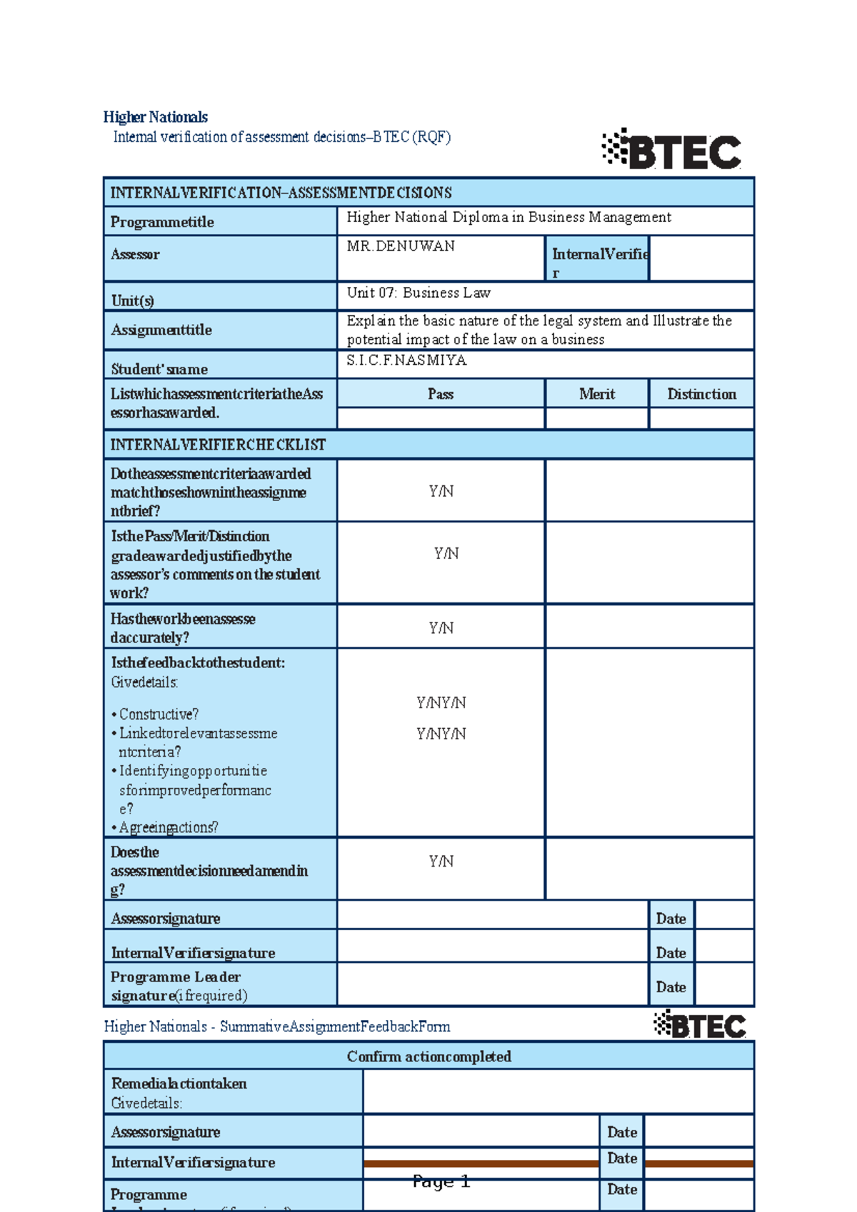 - 07 B.LAW Assignment.docx L - Higher Nationals Internal verification ...