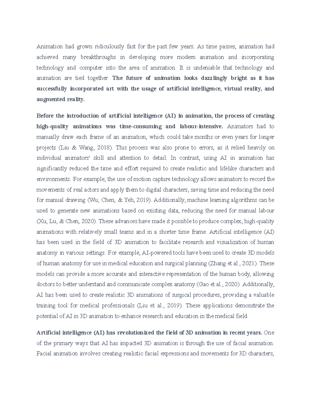 Academic Writing Assignment - Animation had grown ridiculously fast for ...