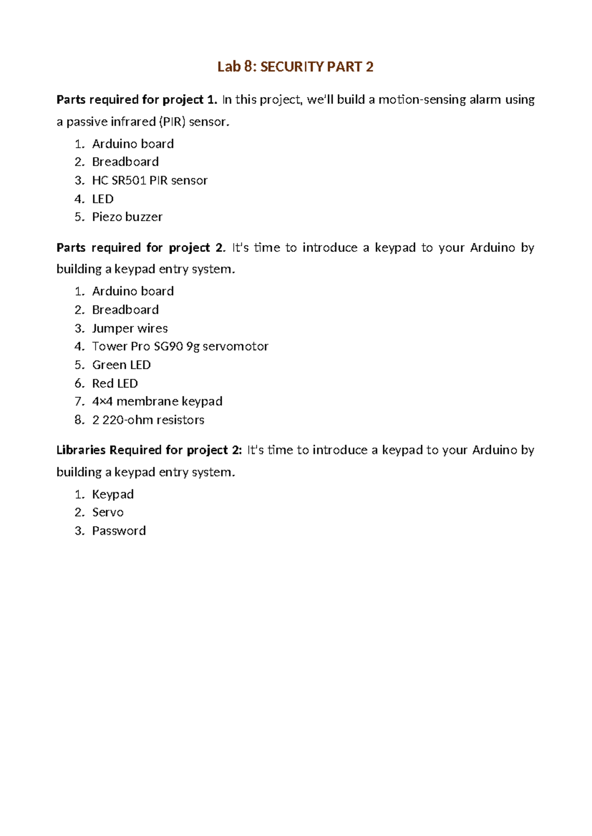 Lab08 Security Part2 - Lab 8: SECURITY PART 2 Parts required for ...