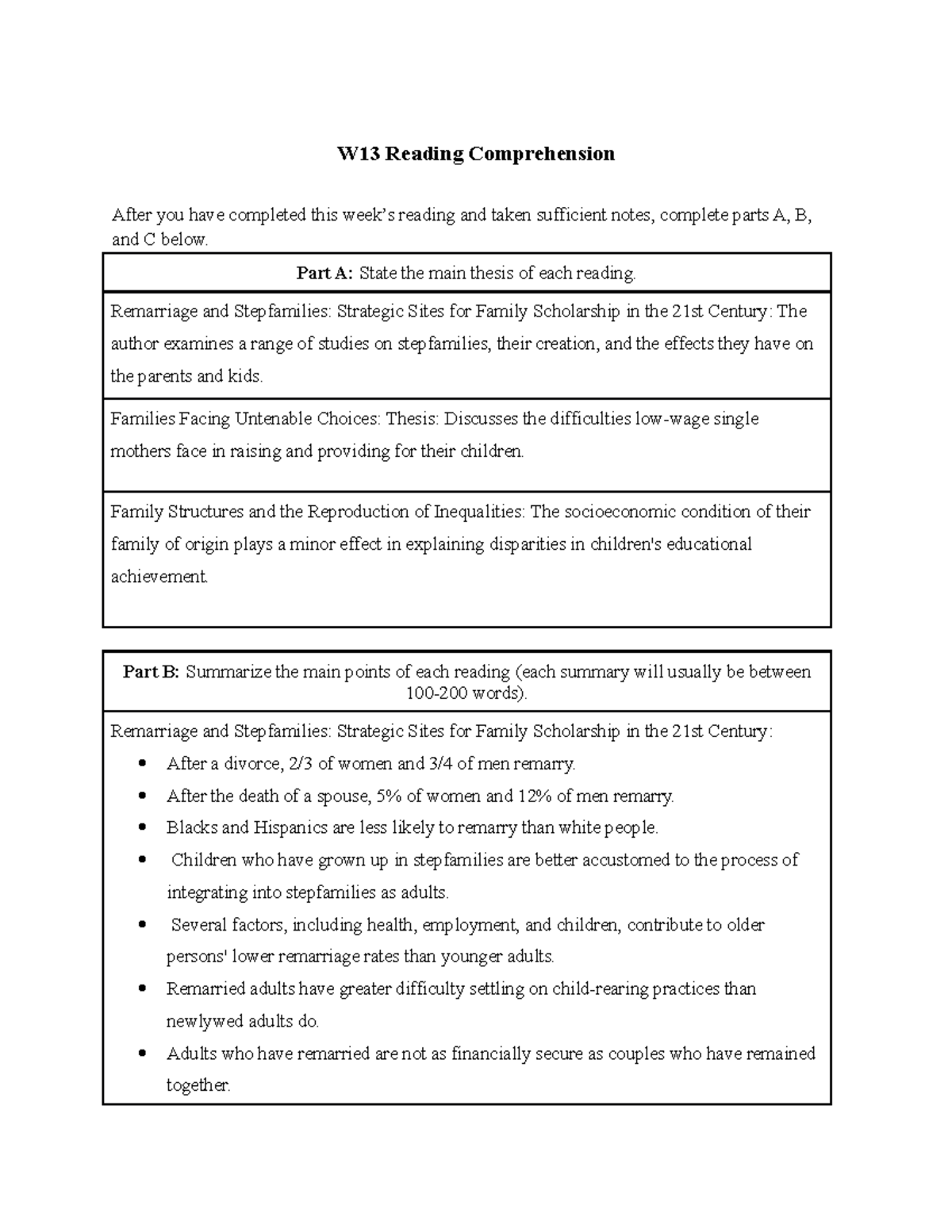 Soc311 document W13Reading Comprehension - W13 Reading Comprehension ...