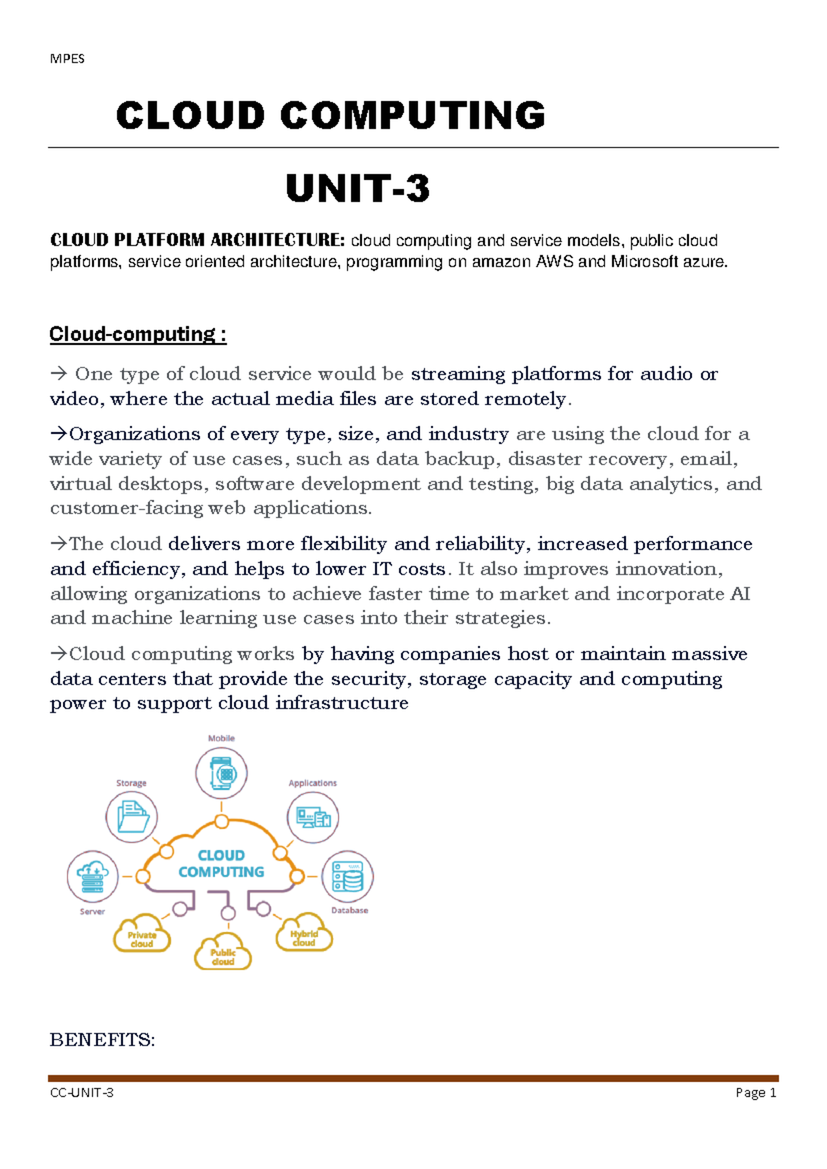 Cloud Computing-unit 3 - CLOUD COMPUTING UNIT- 3 CLOUD PLATFORM ARCHITECTURE: cloud computing ...