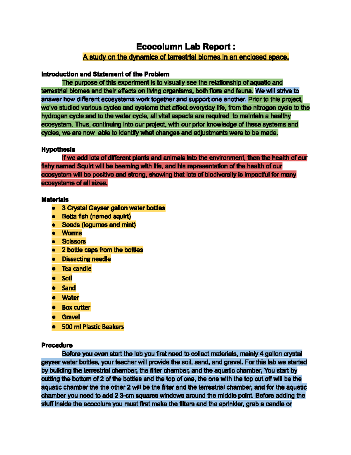 APES Lab report - Studocu