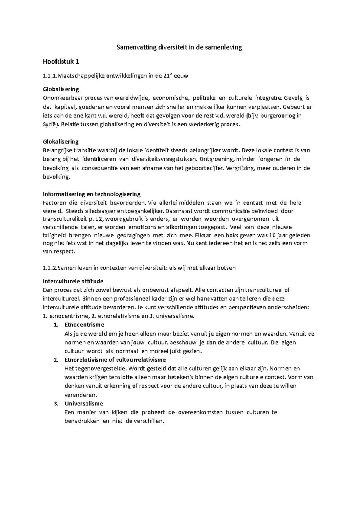 Samenvatting diversiteit in de samenleving - Samenvatting diversiteit in de samenleving ...
