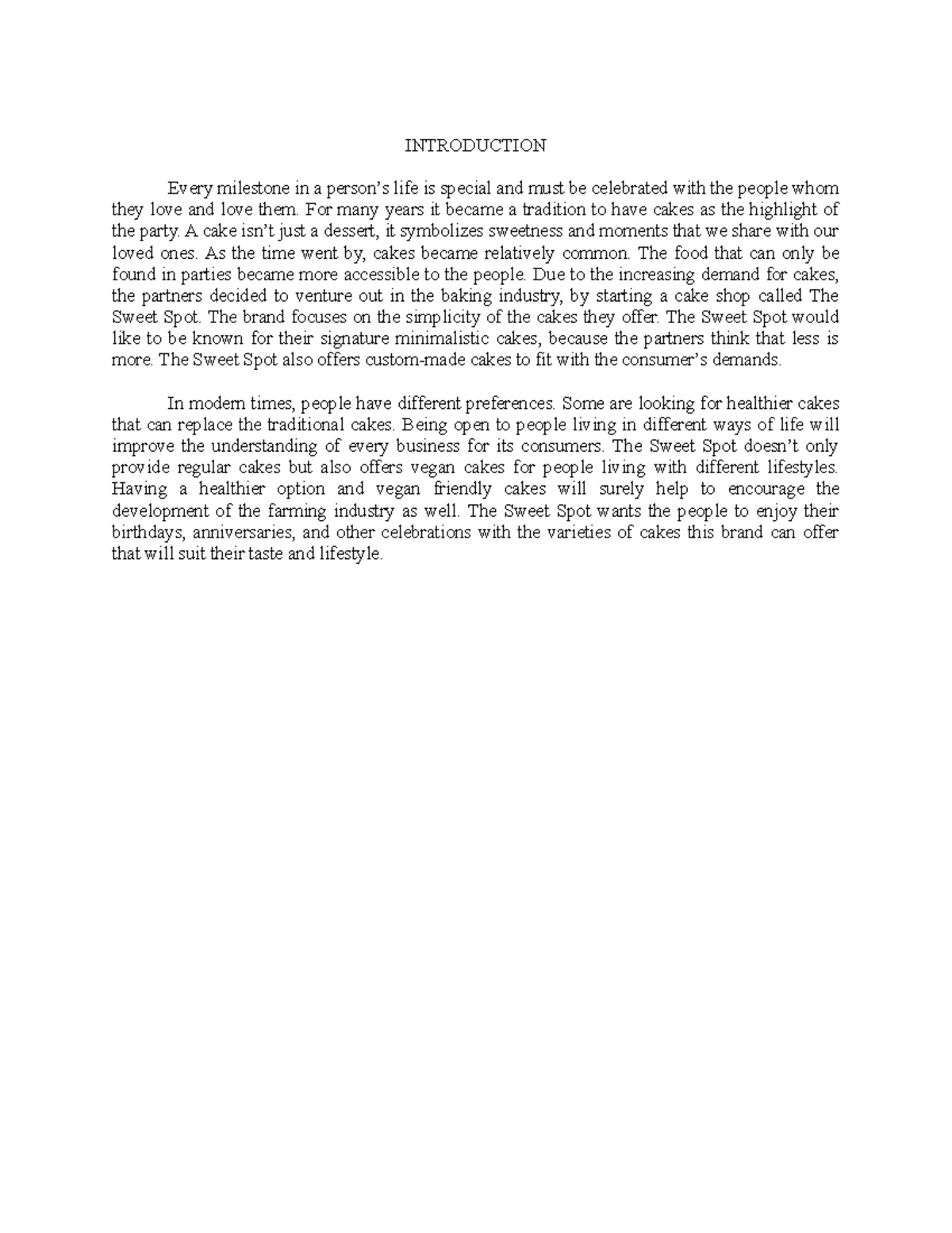 The Sweet Spot - INTRODUCTION Every milestone in a person’s life is ...