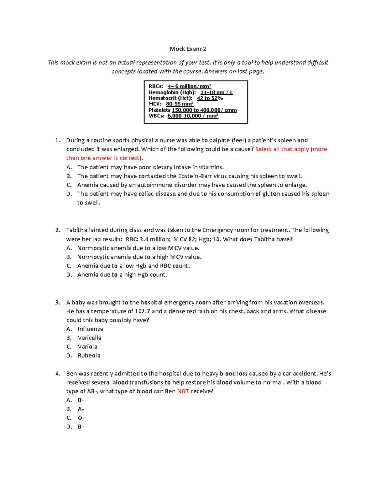 Mock Exam 2 - mock exam - Mock Exam 2 This mock exam is not an actual ...