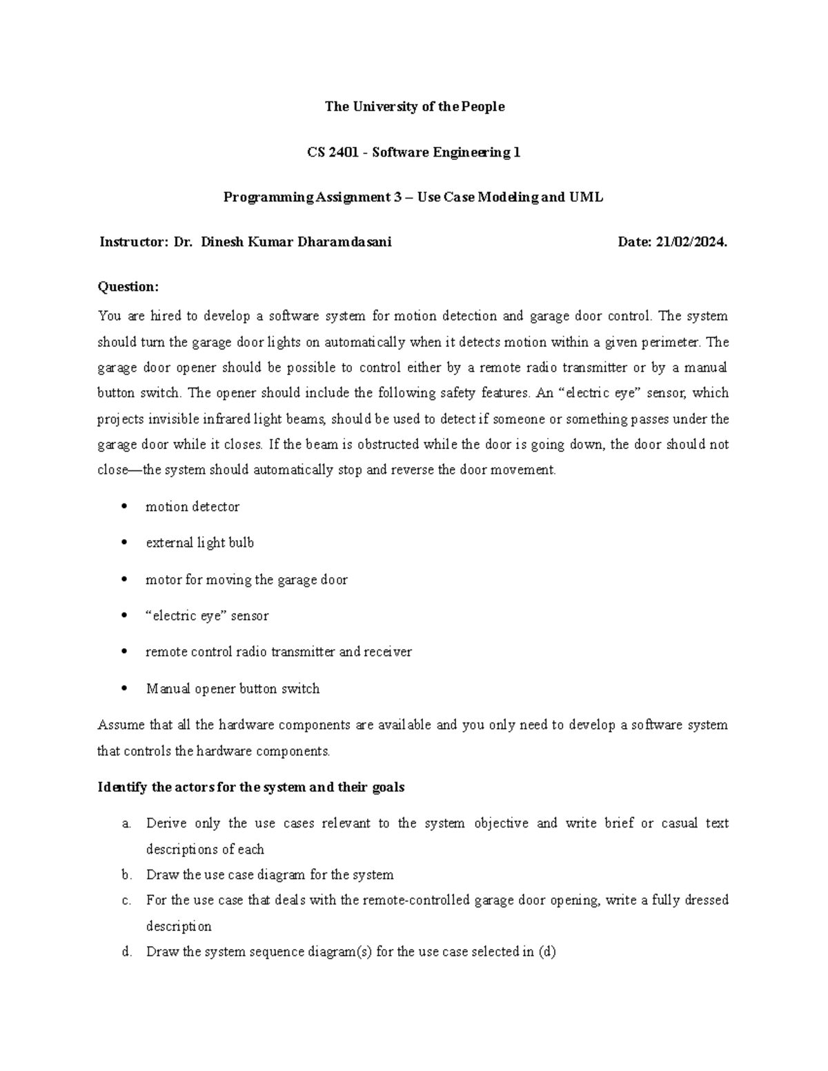 Cs 2401 Programming Assignment Unit 3 The University Of The People Cs 2401 Software