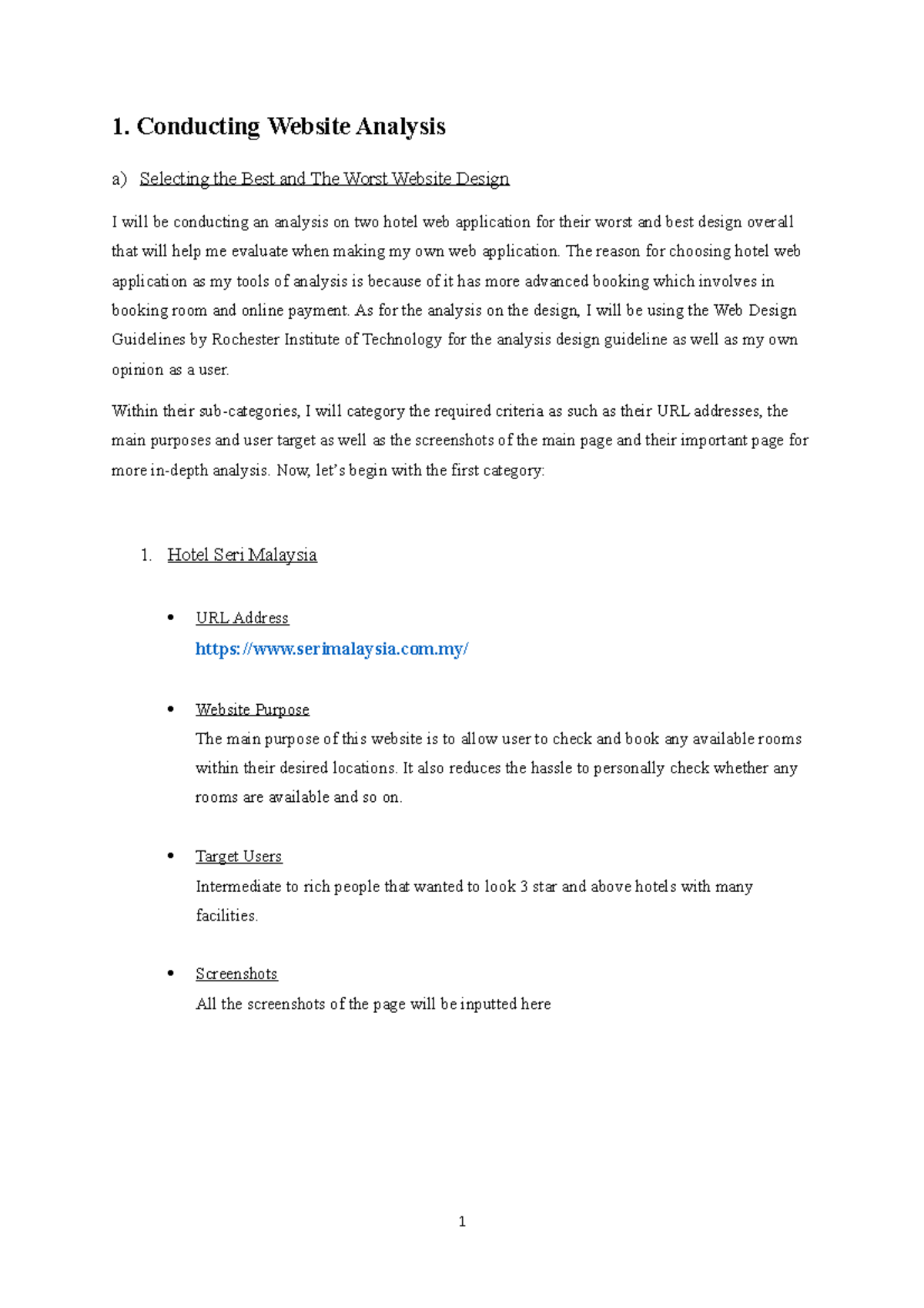 WAD Assignment 1 - Assigment 1 - 1. Conducting Website Analysis a ...