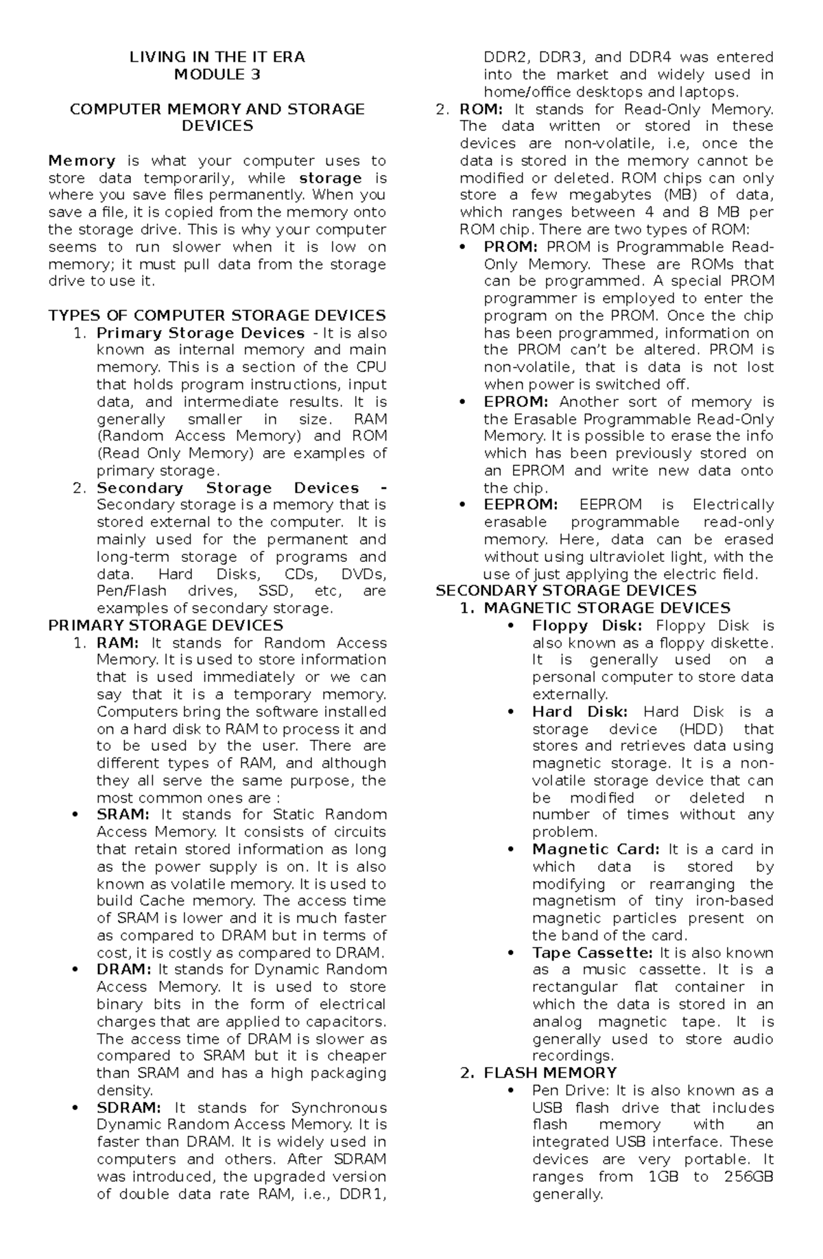 Livin IN THE IT ERA Module 3 - LIVING IN THE IT ERA MODULE 3 COMPUTER ...