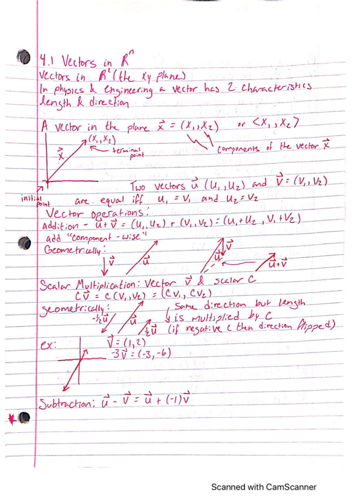 Vectors in Rn Section 4.1 page 1 - MATH 256 - Studocu
