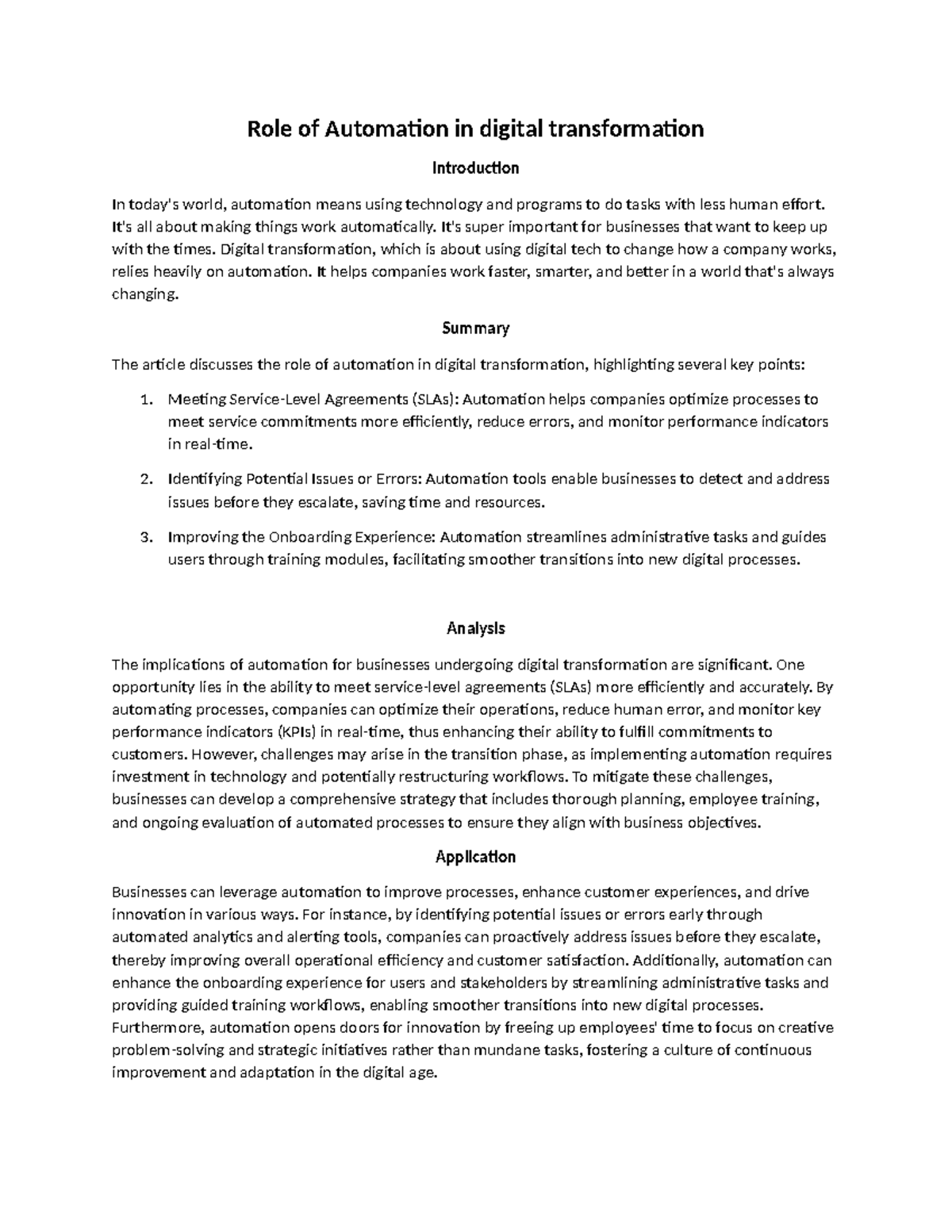 Role of Automation in digital transformation - Role of Automation in ...