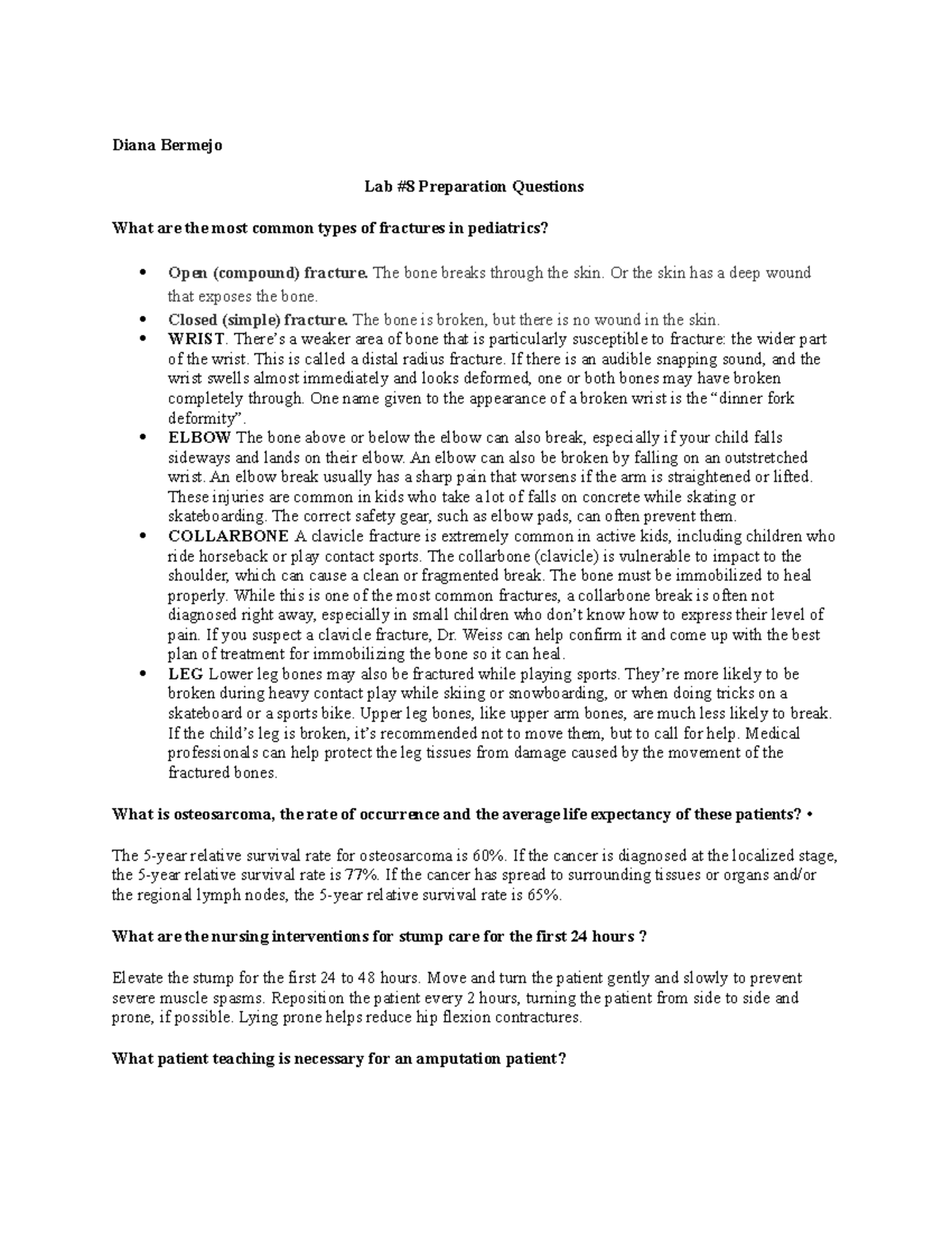 Lab 8 questions - Lab - Diana Bermejo Lab #8 Preparation Questions What ...