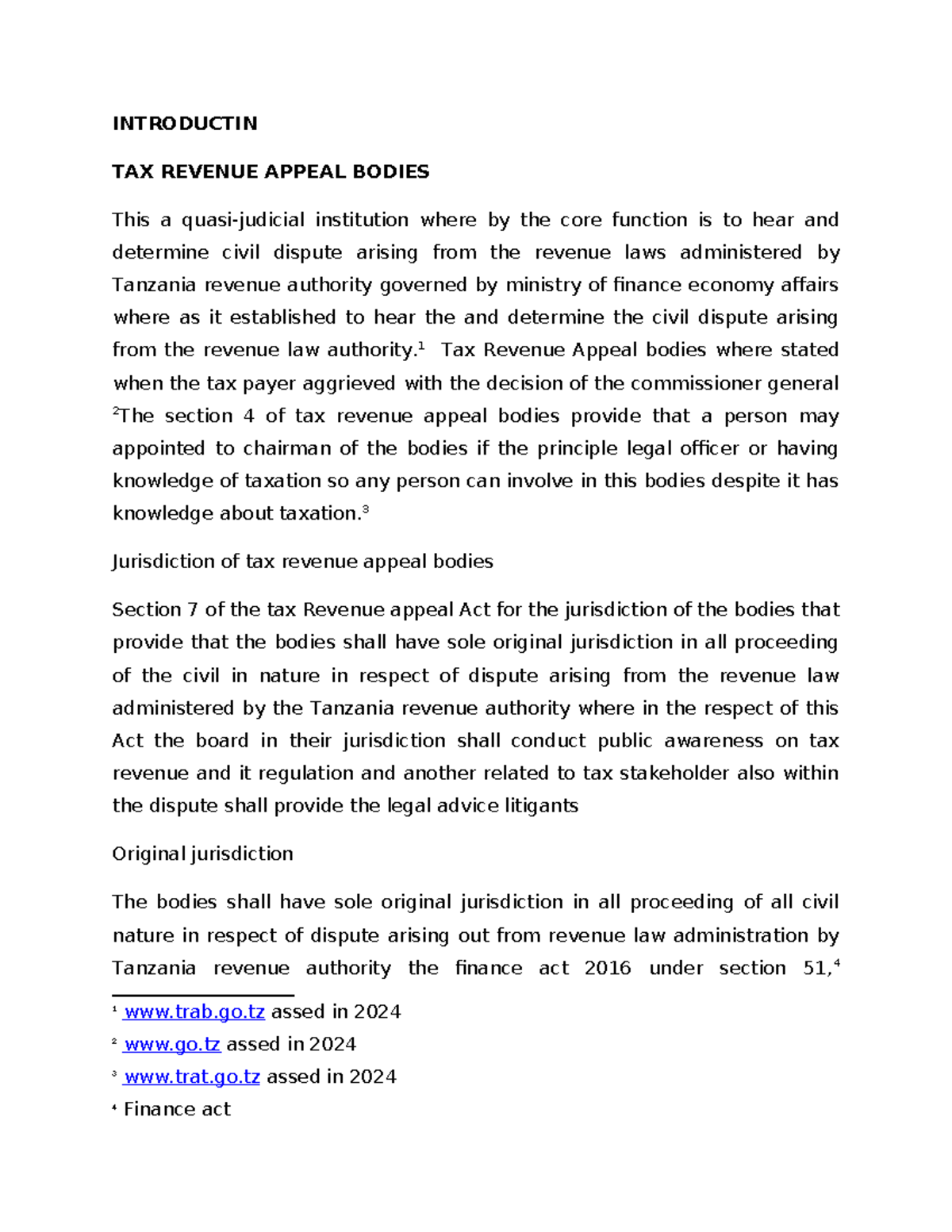 TAX LAW RLW 321 - Notes for the introduction of strict liability ...