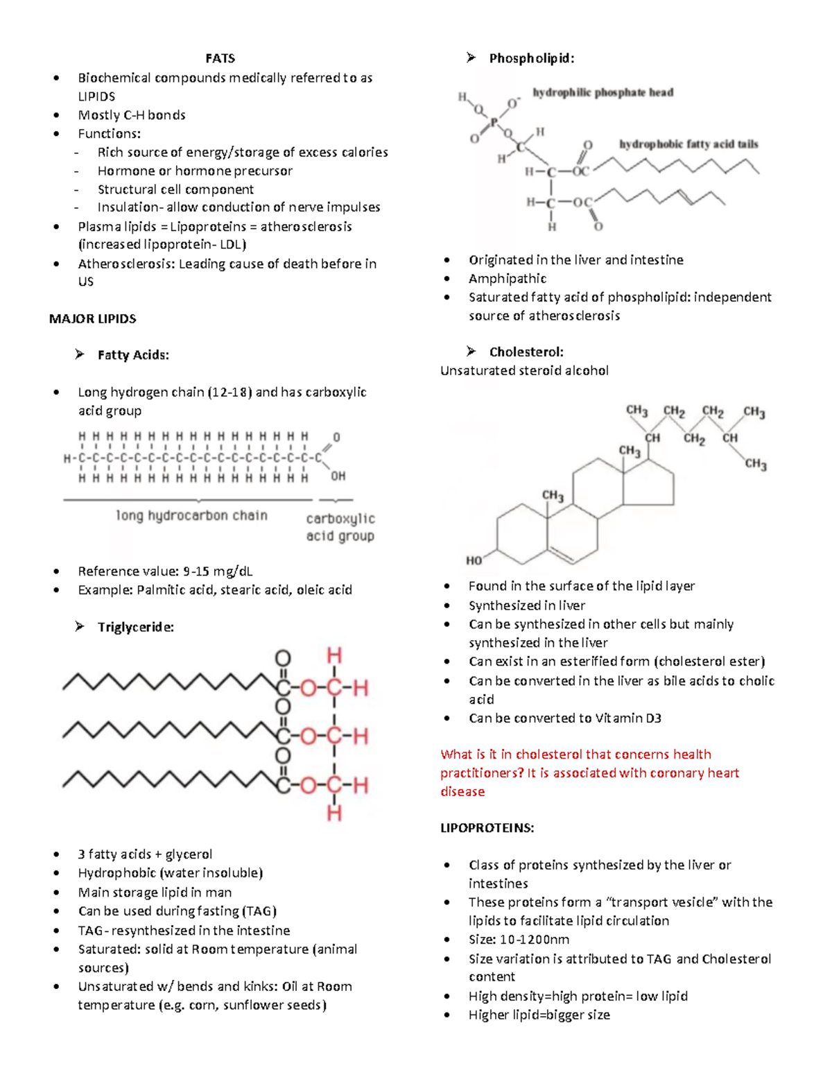 CLINICAL CHEM-FATS - FATS Biochemical compounds medically referred to ...