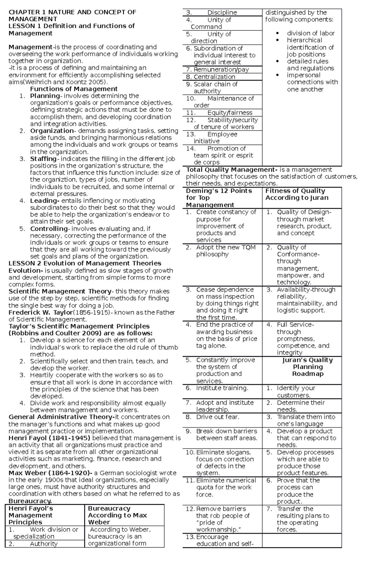 Handouts org. and mangament - CHAPTER 1 NATURE AND CONCEPT OF ...