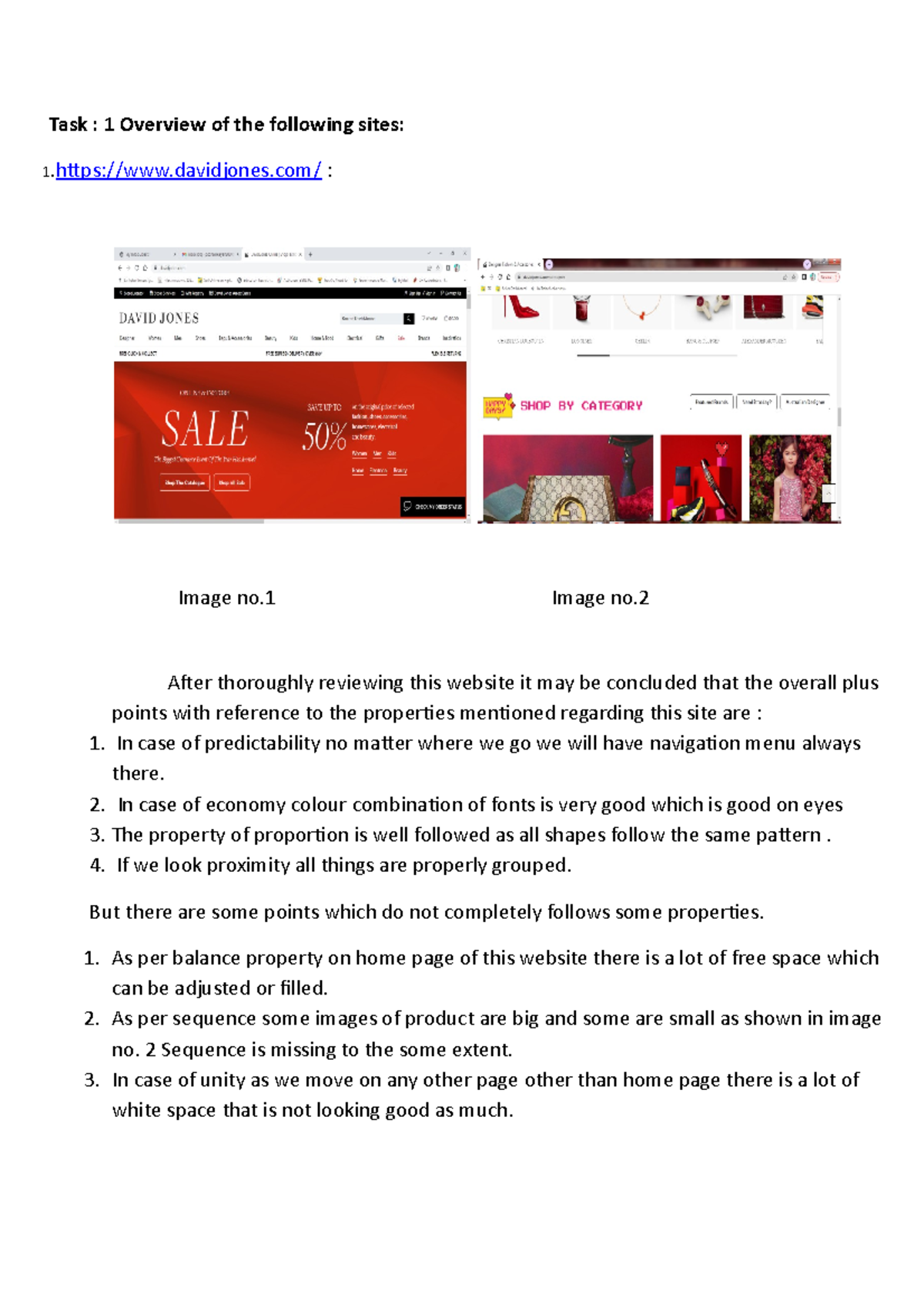 Web design assignment - Task : 1 Overview of the following sites: 1 ...