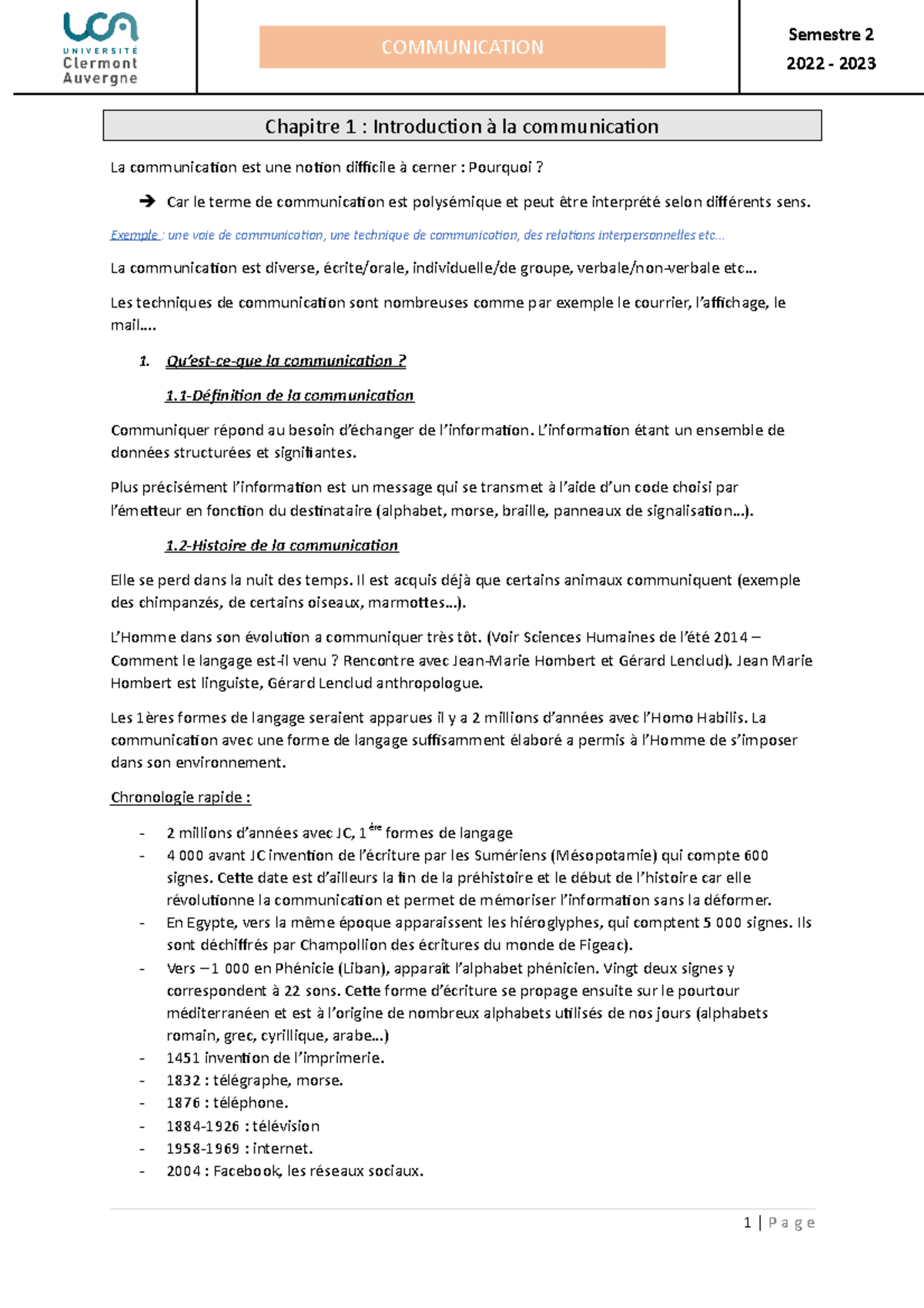 Chapitre 1 - Introduction - Chapitre 1 : Introduction à la ...
