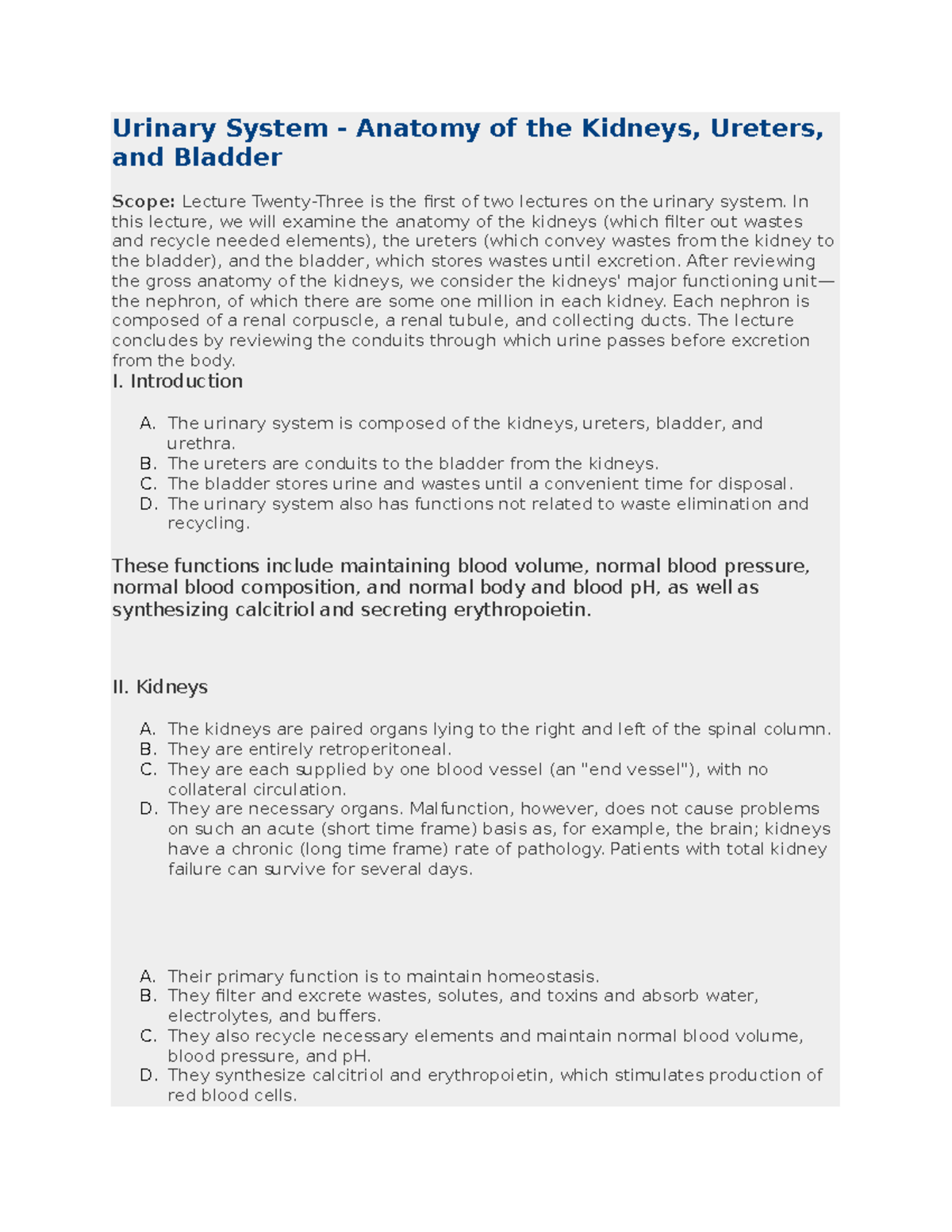 Urinary System - Anatomy of the Kidneys, Ureters, and Bladder - Urinary ...