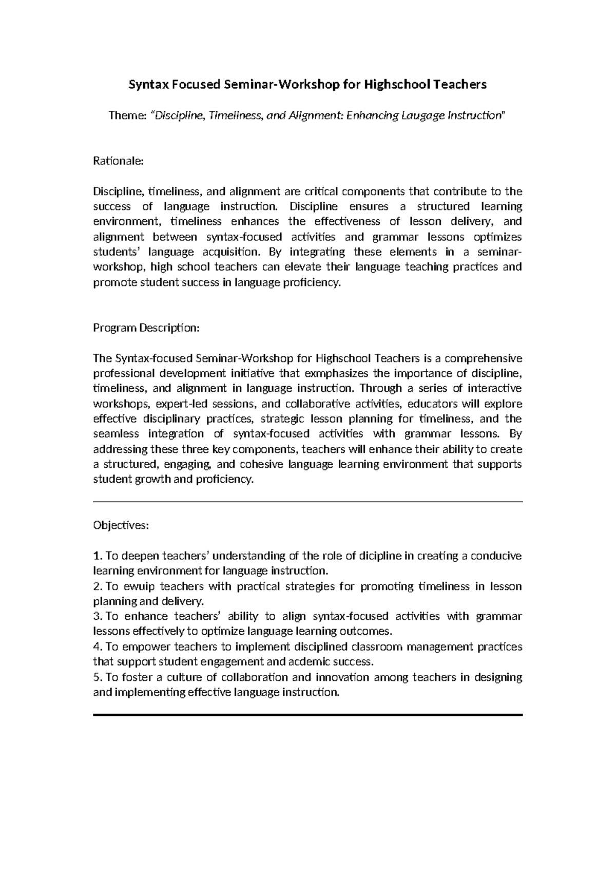 Syntax Focused Seminar - Syntax Focused Seminar-Workshop for Highschool ...