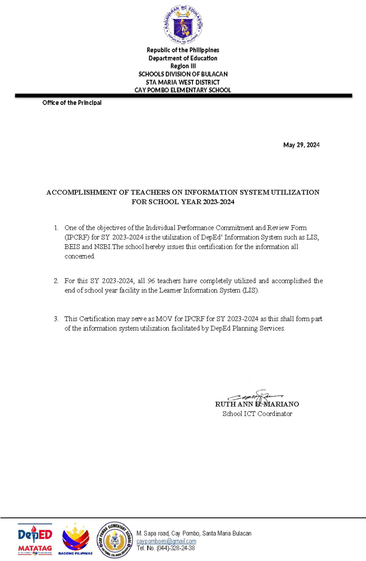 ICT- Certification - NOTES - Office of the Principal Republic of the ...