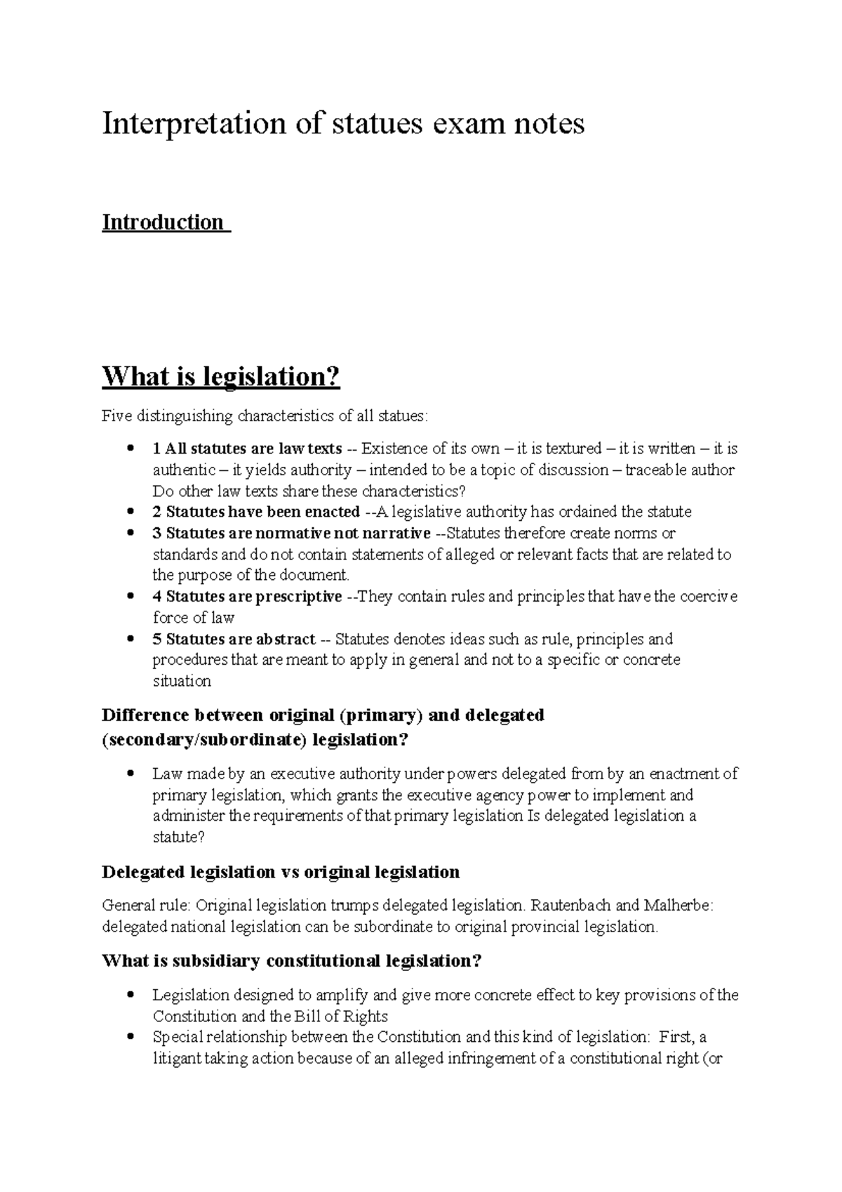 IOS Notes - Interpretation of statues exam notes Introduction What is ...