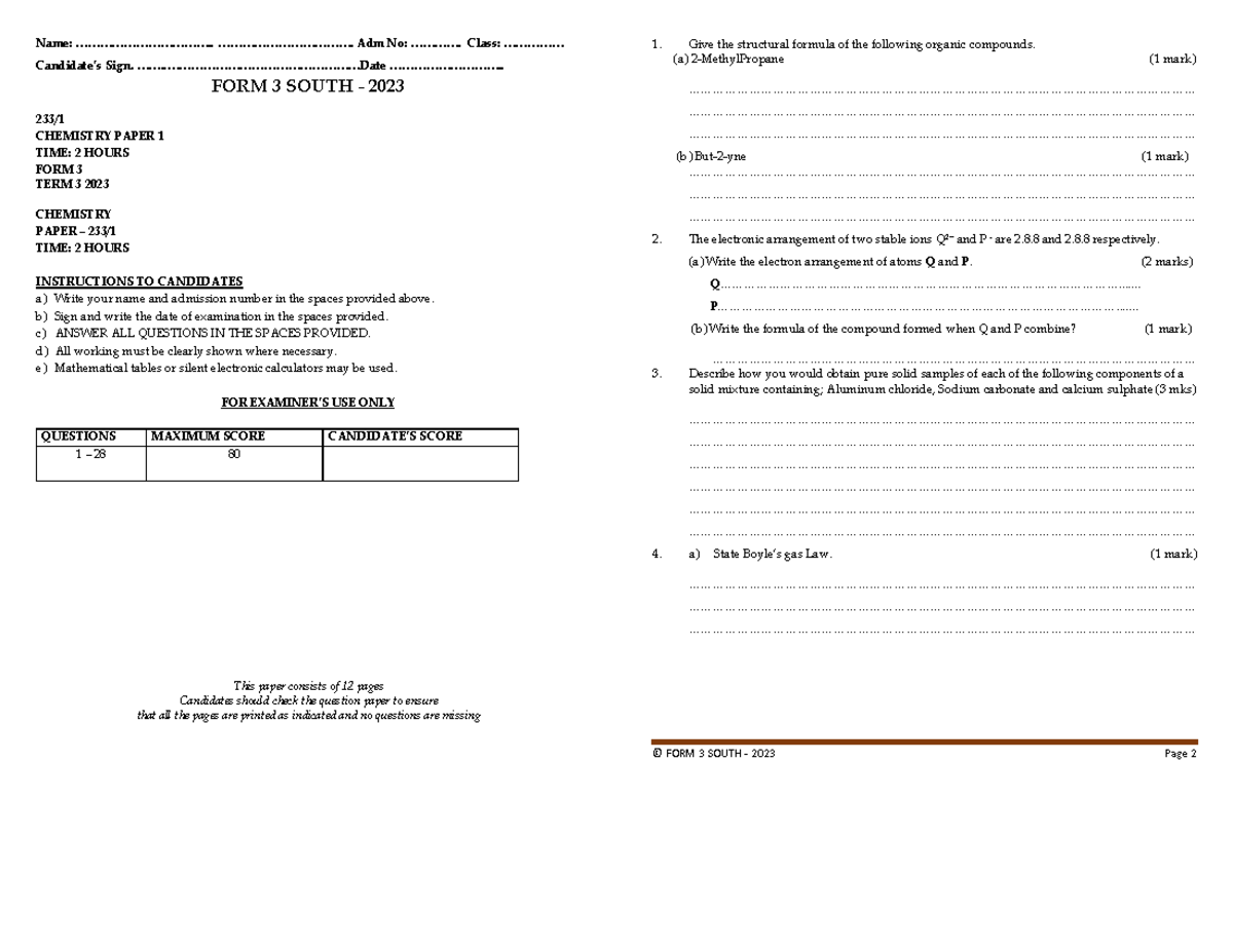 FORM 3 South PP1 - this is a sample - Name ...