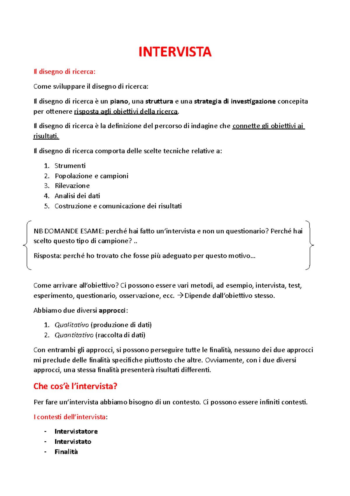 Intervista - INTERVISTA Il disegno di ricerca: Come sviluppare il ...