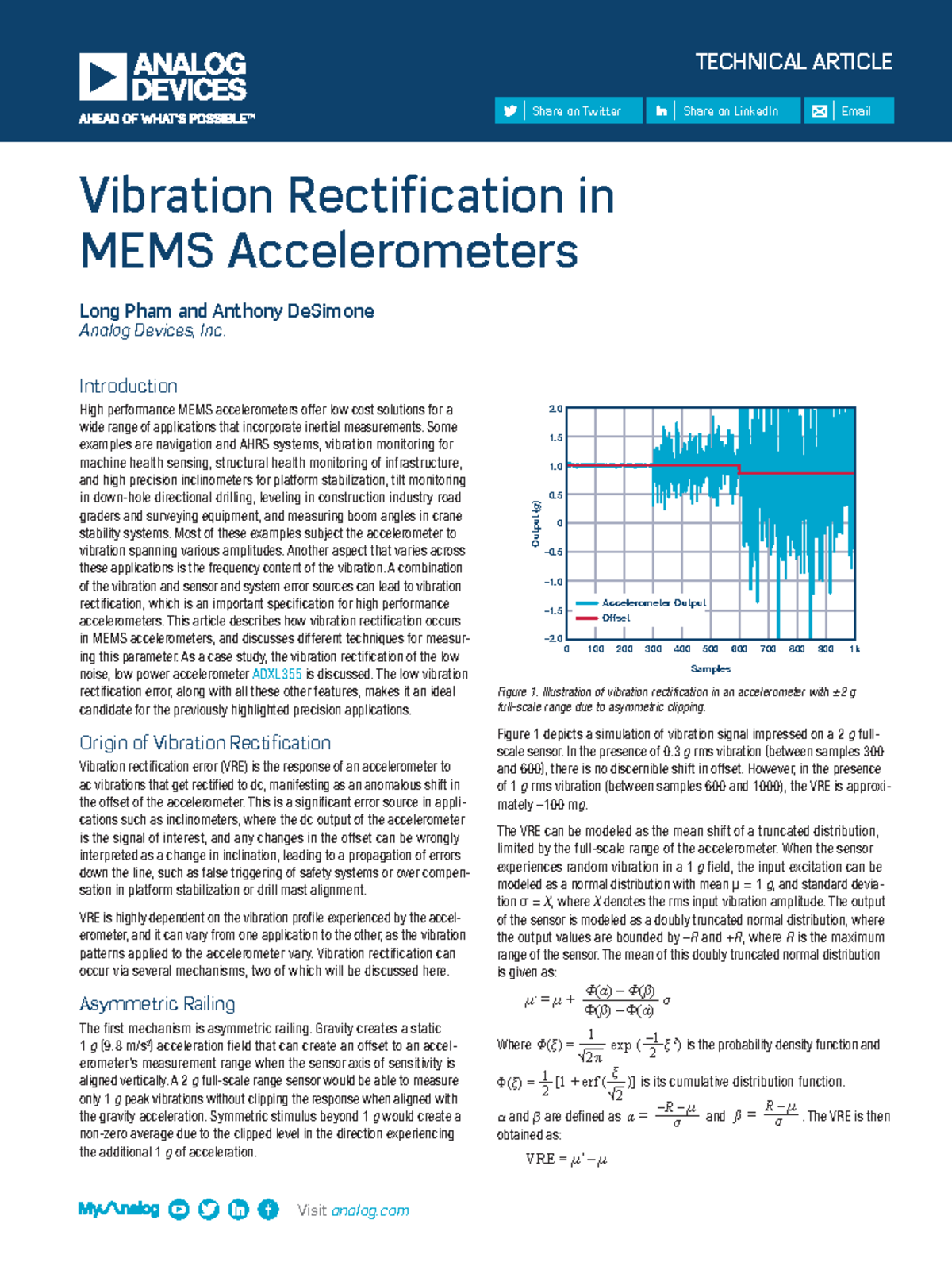 Vibration Rectification In Mems Accelerometers Vibration Recti昀椀cation In Mems Accelerometers
