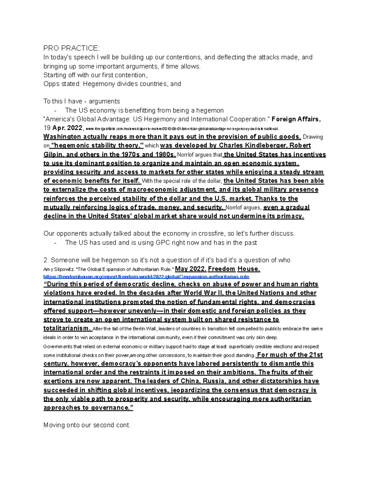 Attack Defense Document Nov Dec - PRO PRACTICE: In today’s speech I ...