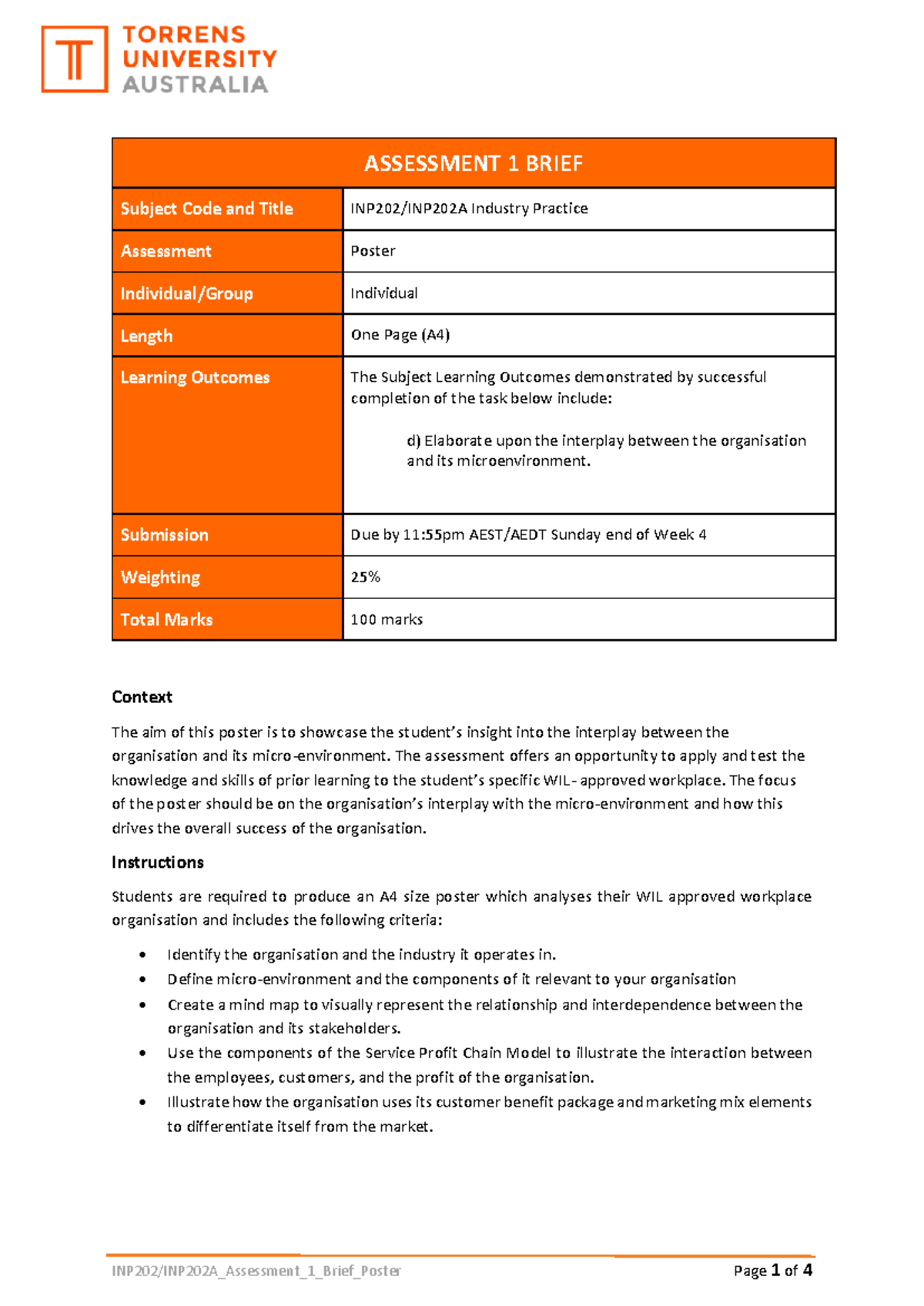 INP202 INP202A Assessment 1 Brief Poster - INP20 2 /INP20 2 A ...