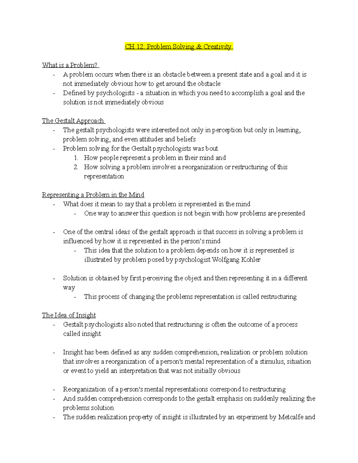 Module 11 - Notes from textbook week 11 - CH 12: Problem Solving ...